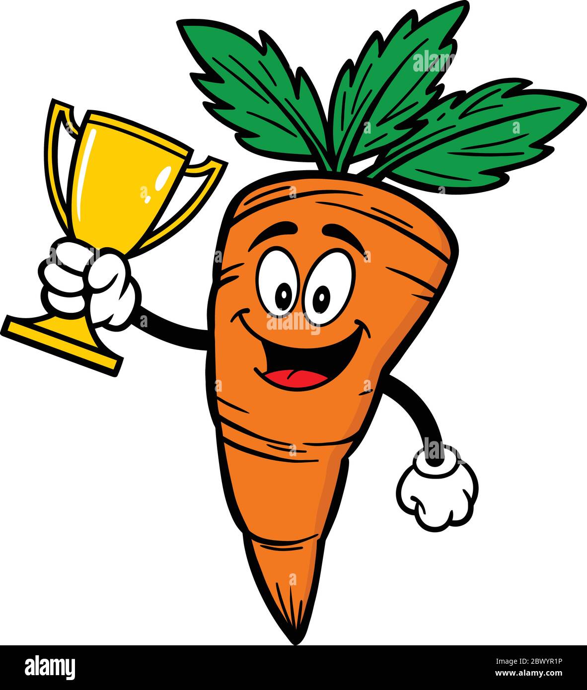 Carrot with Trophy- A Cartoon Illustration of a Carrot with a Trophy ...