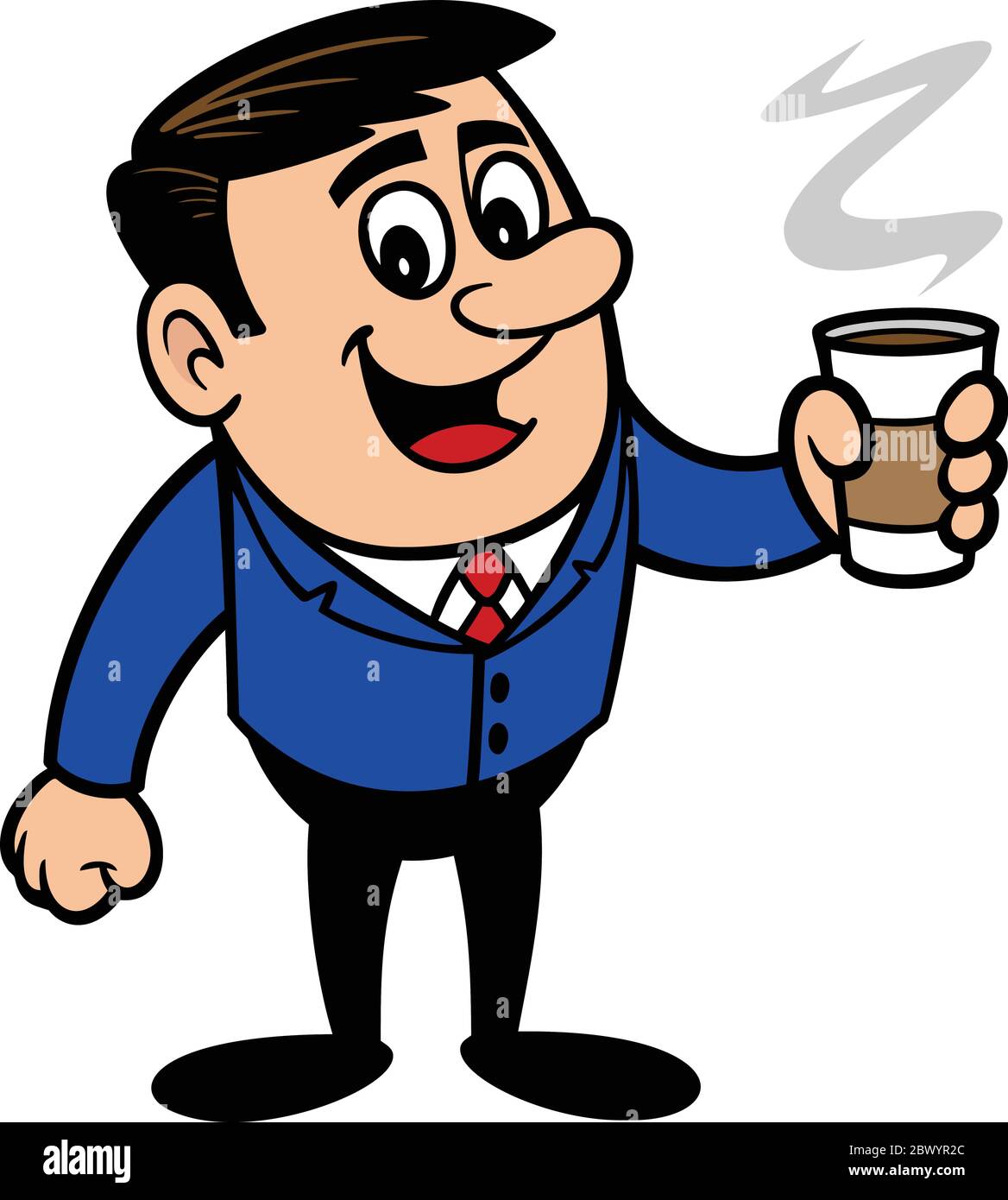 Businessman with Coffee- A Cartoon Illustration of a Businessman with ...