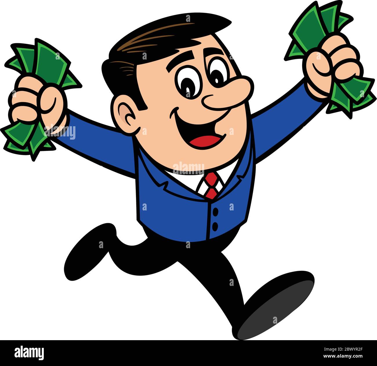 Businessman Running with Money- A Cartoon Illustration of a Businessman ...