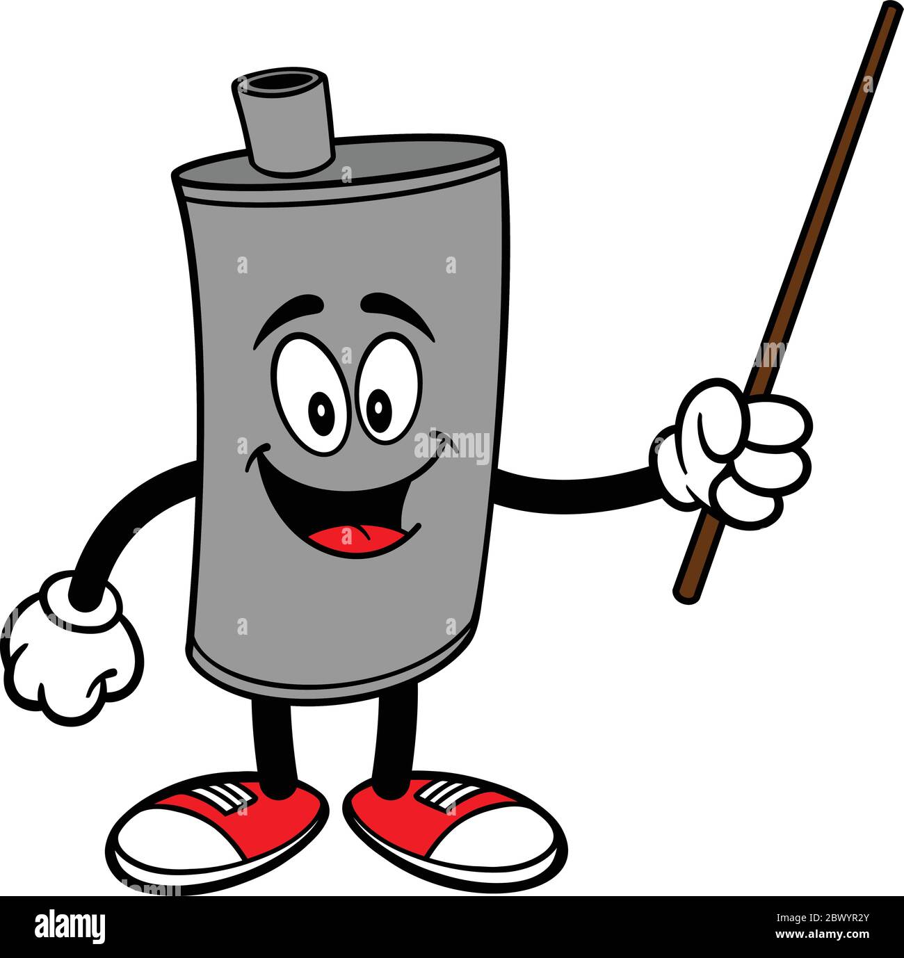 Car Muffler Mascot with Pointer Stick - A cartoon illustration of a Car ...