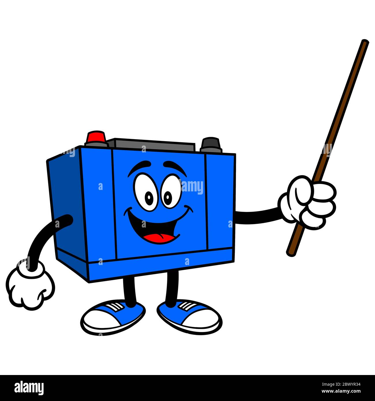Car Battery with Pointer- A Cartoon Illustration of a Car Battery with ...