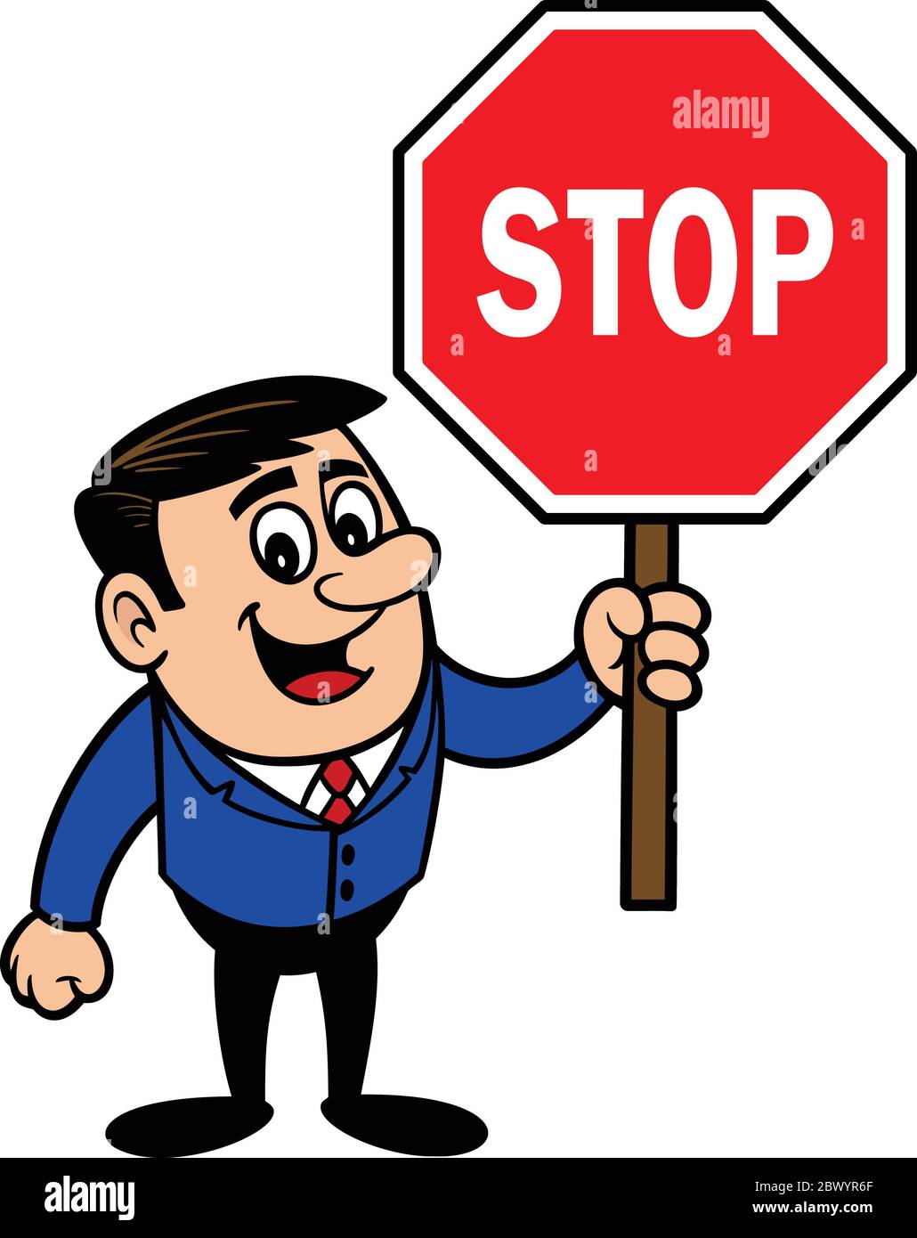 Businessman with Stop Sign- A Cartoon Illustration of a Businessman ...