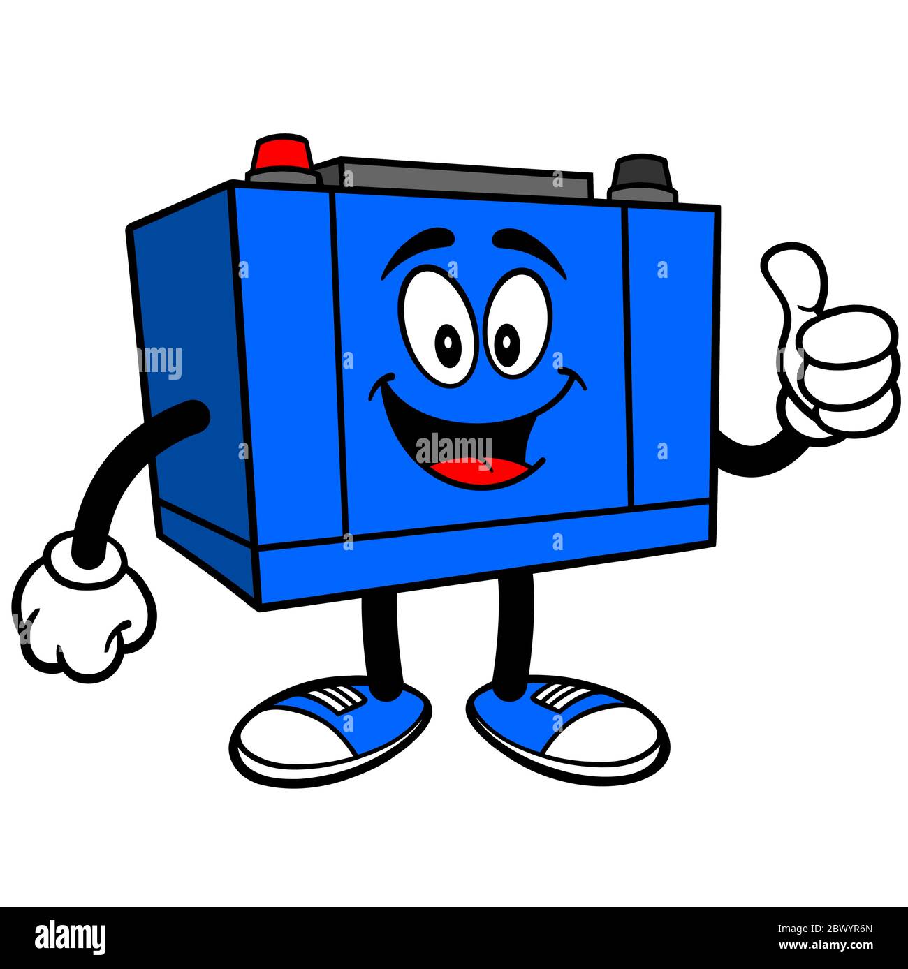 Car Battery with Thumbs Up- A Cartoon Illustration of a Car Battery ...