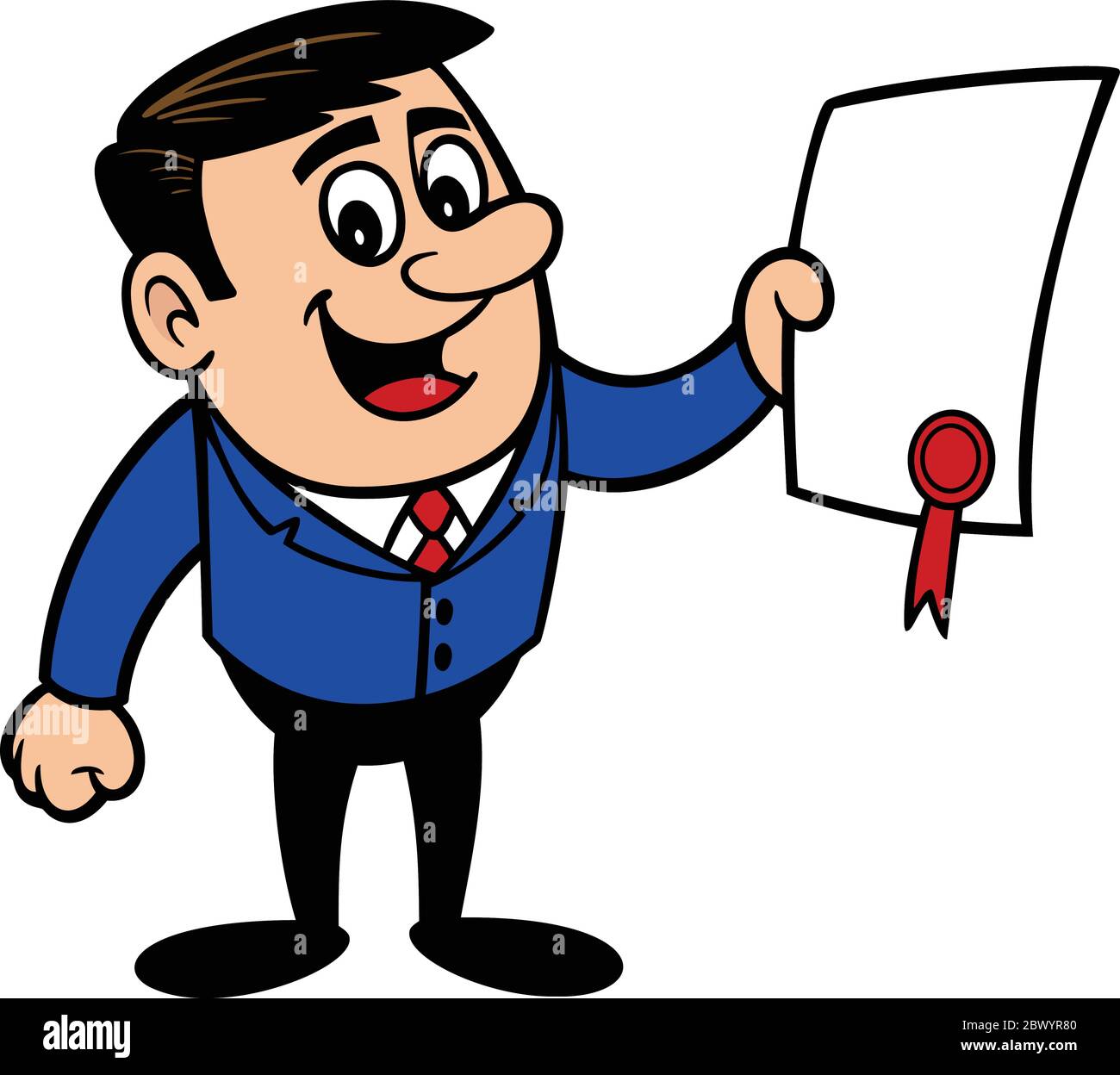 Businessman with Contract- A Cartoon Illustration of a Businessman with ...