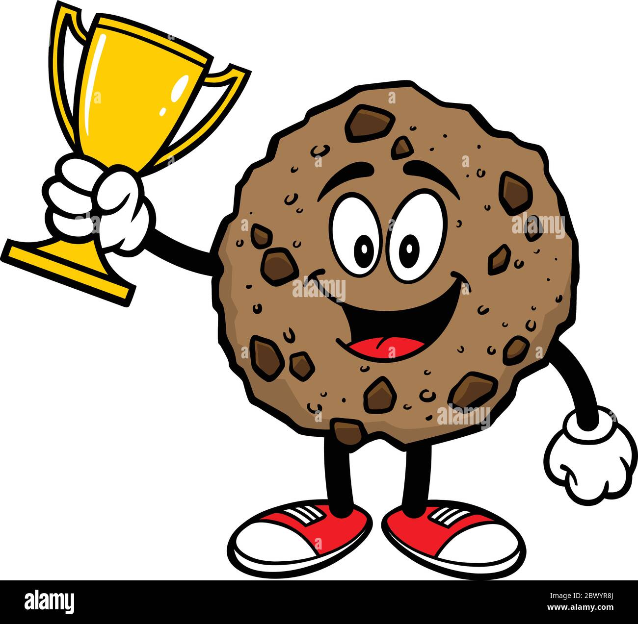 Chocolate Chip Cookie Mascot with Trophy - A cartoon illustration of a ...