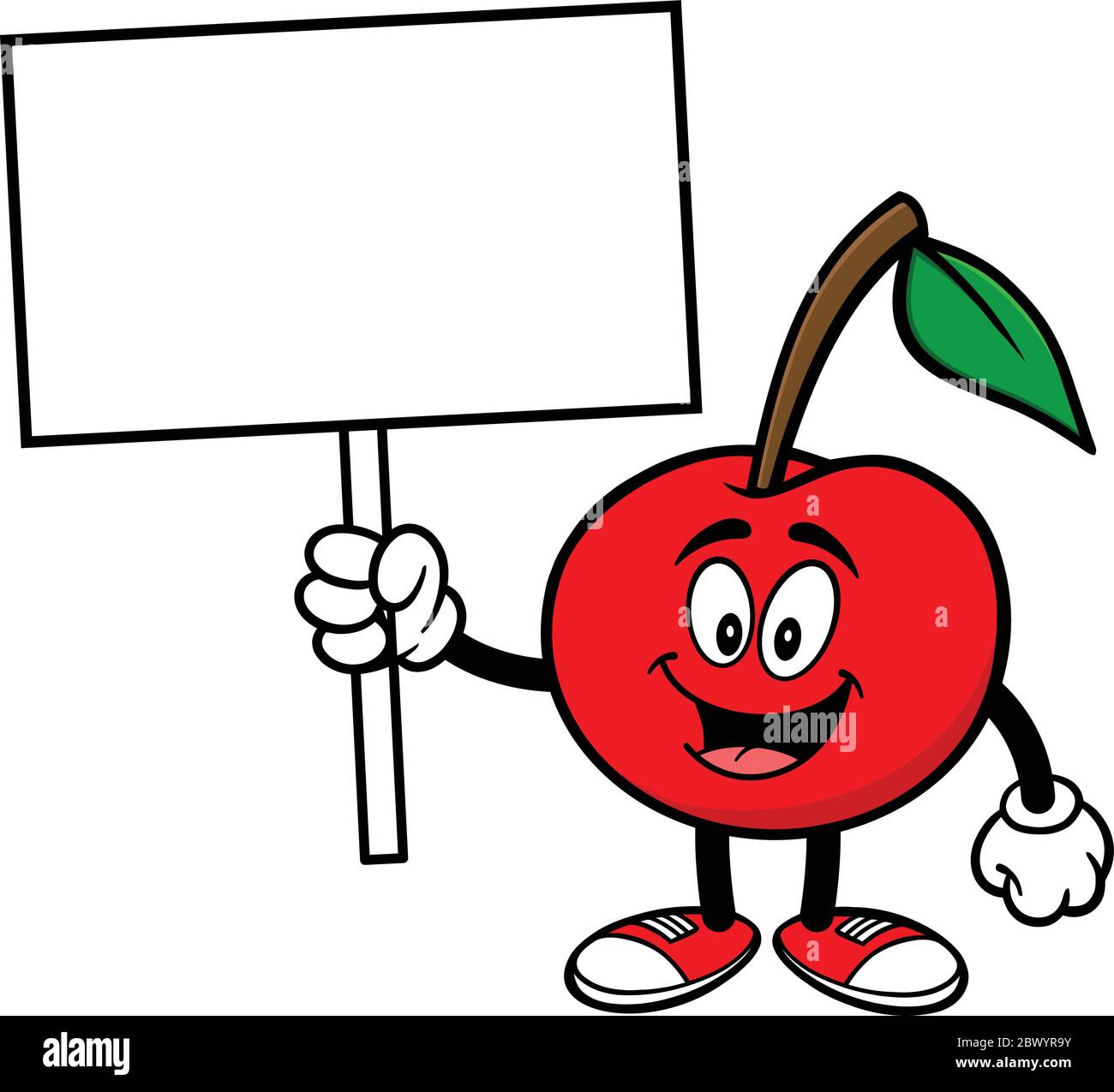 Cherry with a Sign- A Cartoon Illustration of a Cherry with a Sign ...