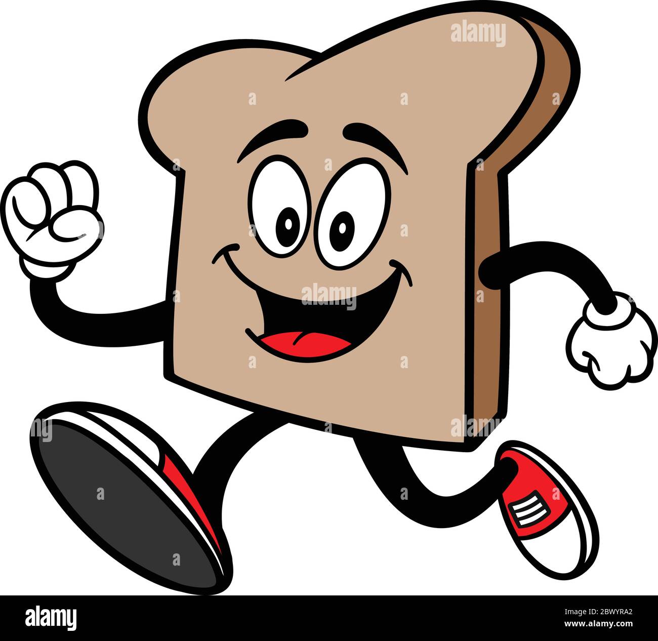 Bread Slice Mascot Running - A cartoon illustration of a Bread Slice ...