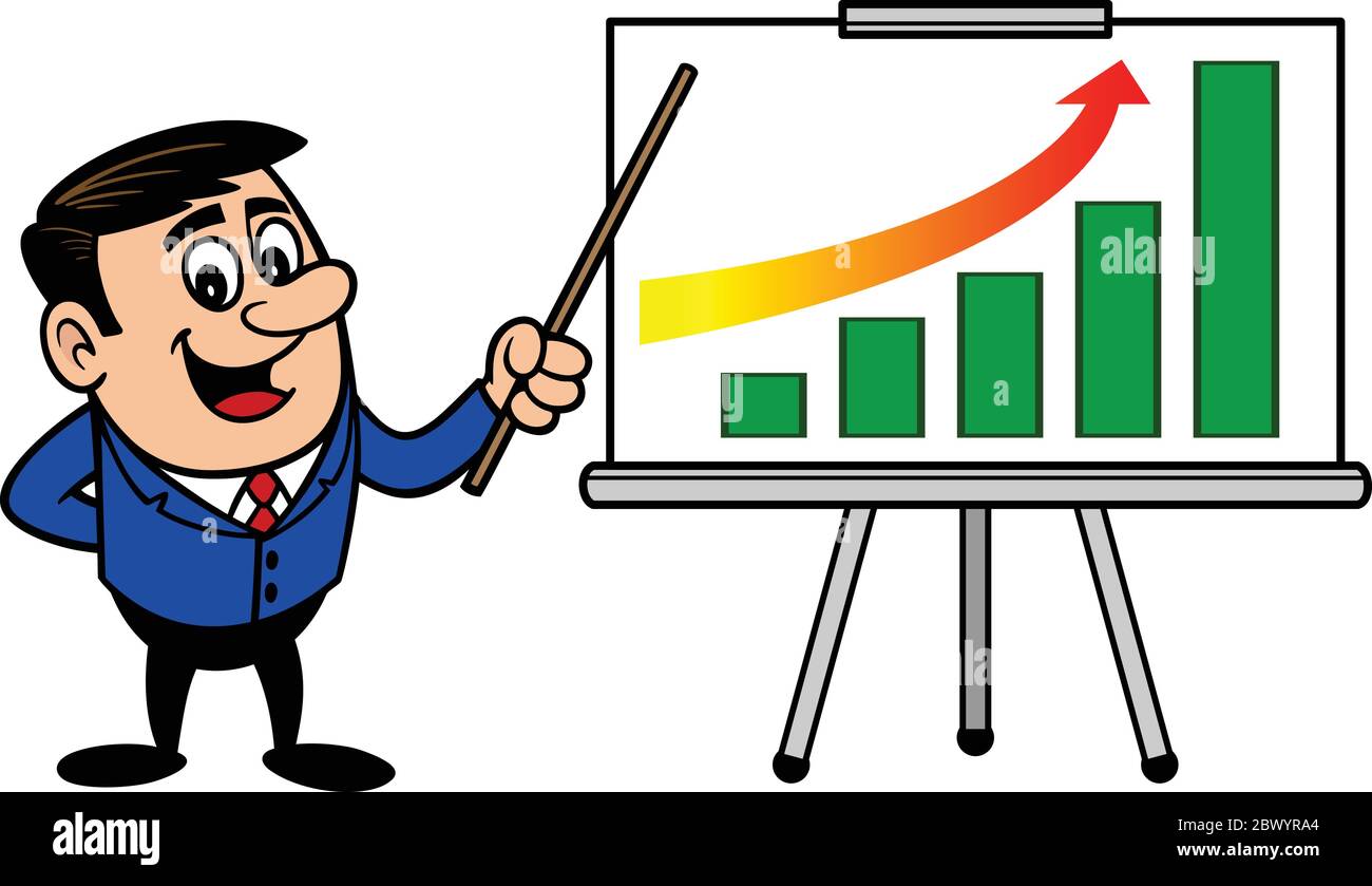 Businessman Profit Gain Presentation- A Cartoon Illustration of a ...