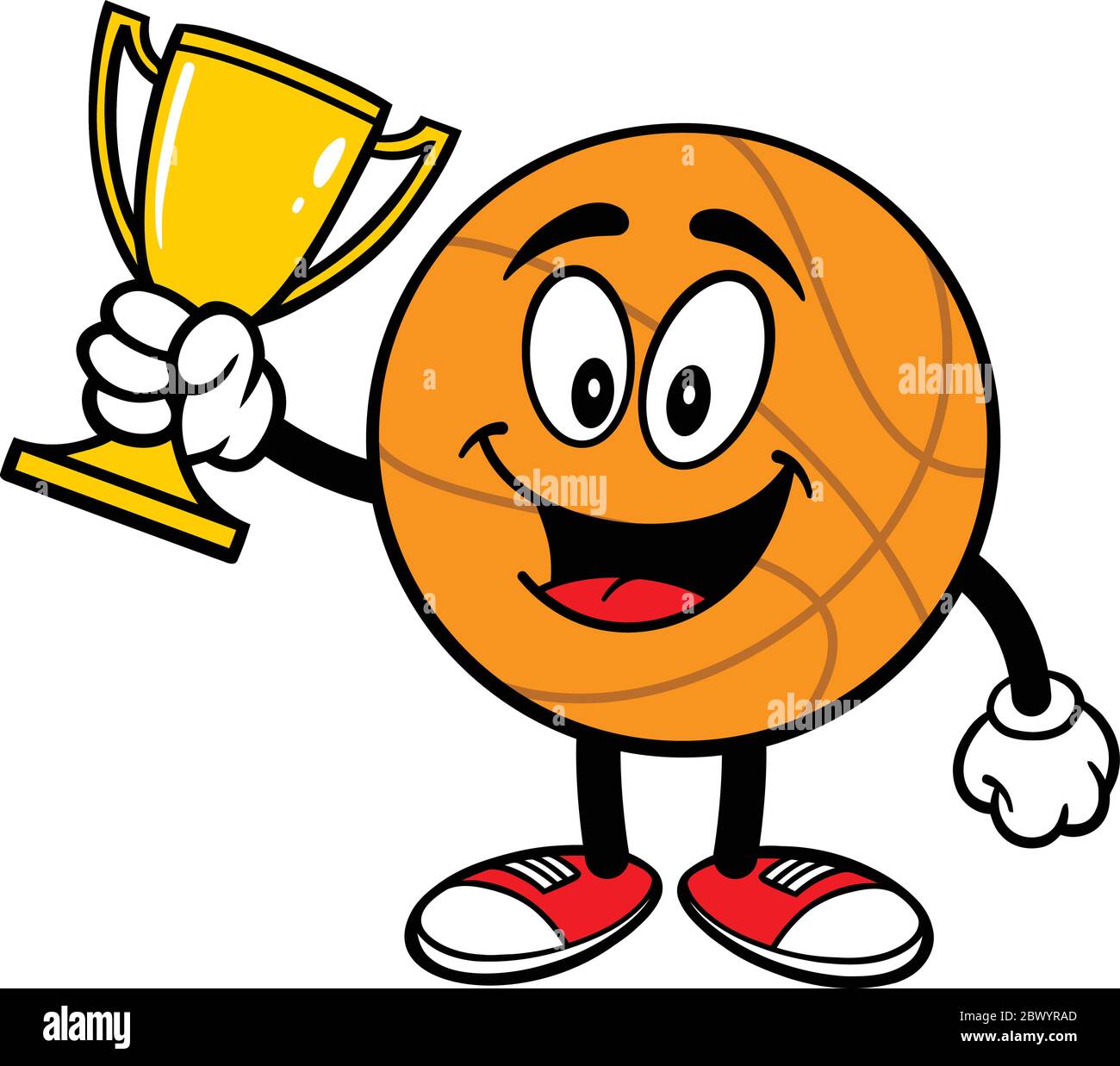 Cartoon Basketball with Trophy- An Illustration of a Cartoon Basketball ...