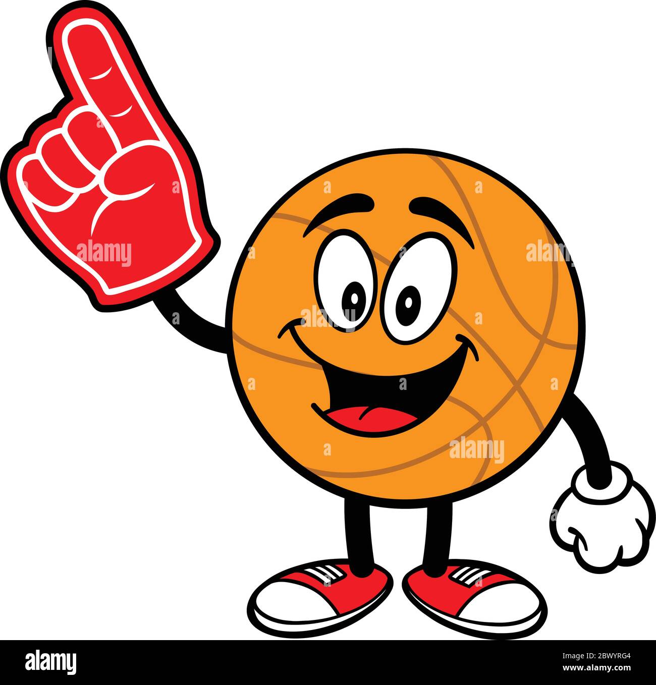 Cartoon Basketball with a Foam Finger- A Cartoon Illustration of a ...