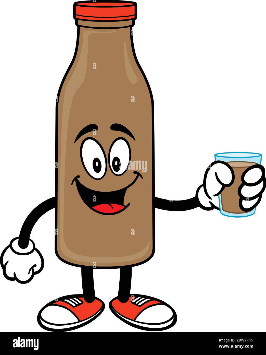 Chocolate Milk Mascot with Glass of Chocolate Milk - A cartoon ...