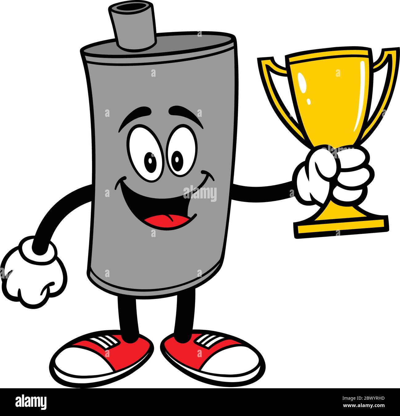 Car Muffler Mascot with a Trophy- A Cartoon Illustration of a Car ...