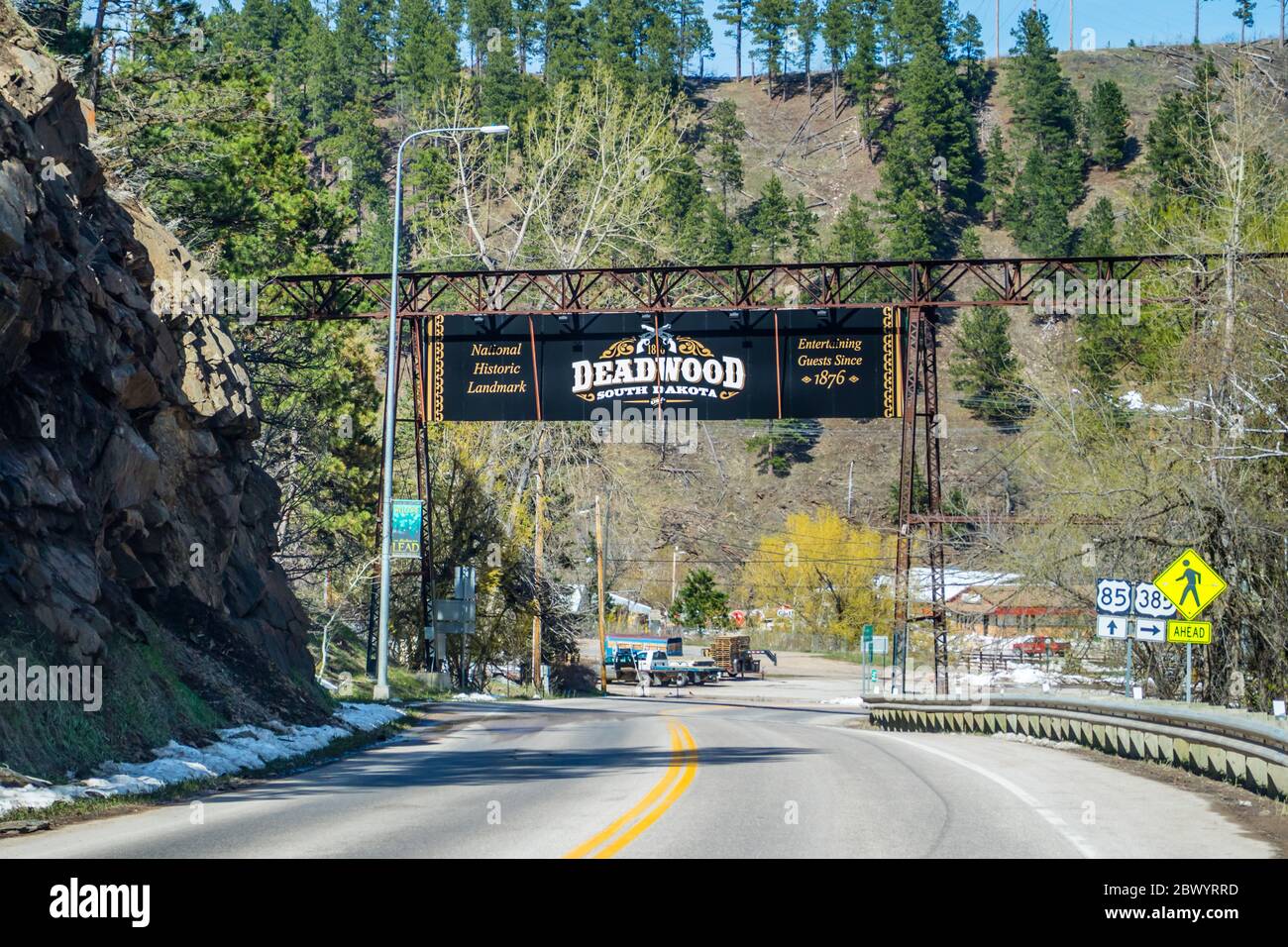 Rapid City, SD, USA - May 25, 2019: A welcoming signboard at the entry ...