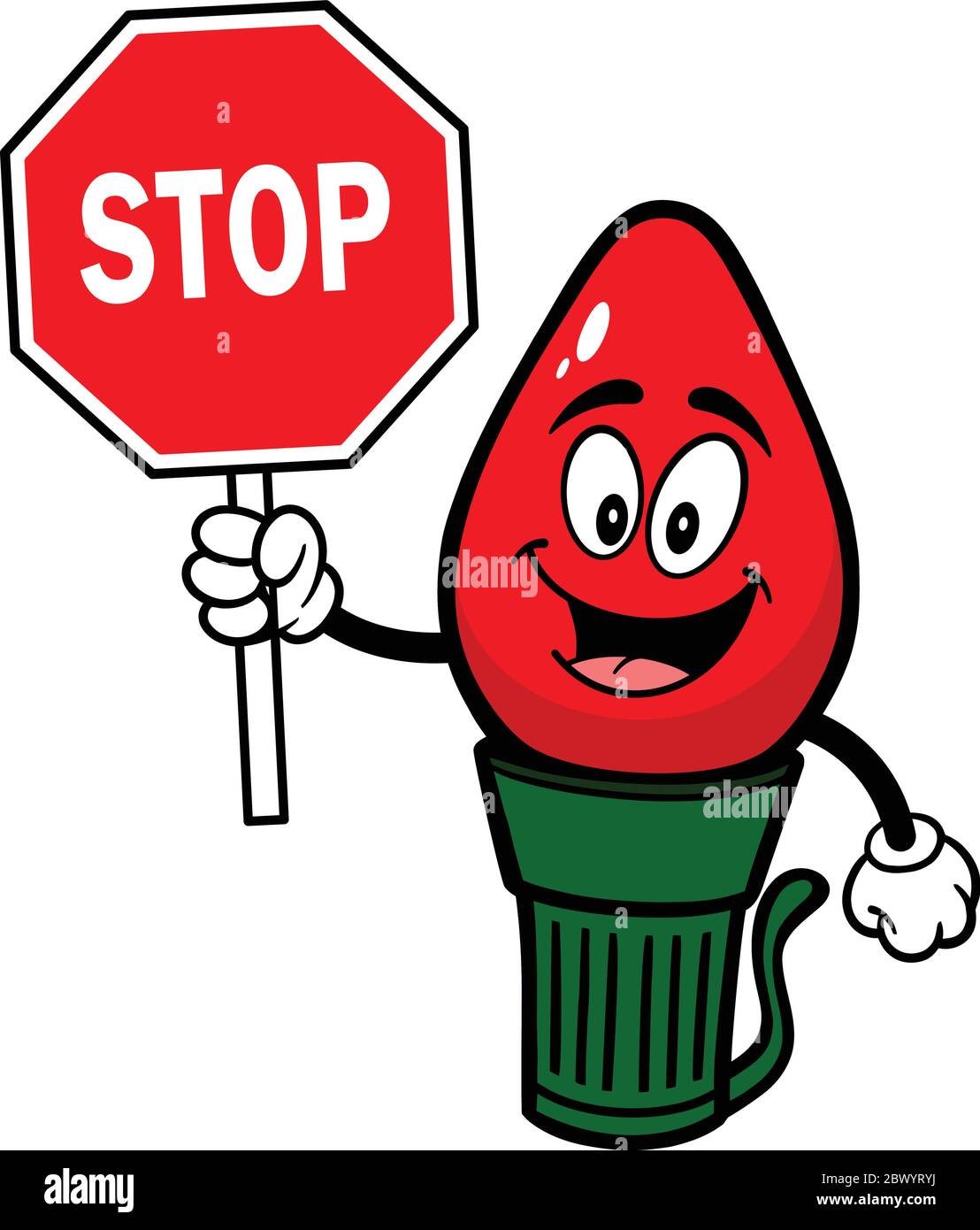 Christmas Light with Stop Sign- A Cartoon Illustration of a Christmas ...