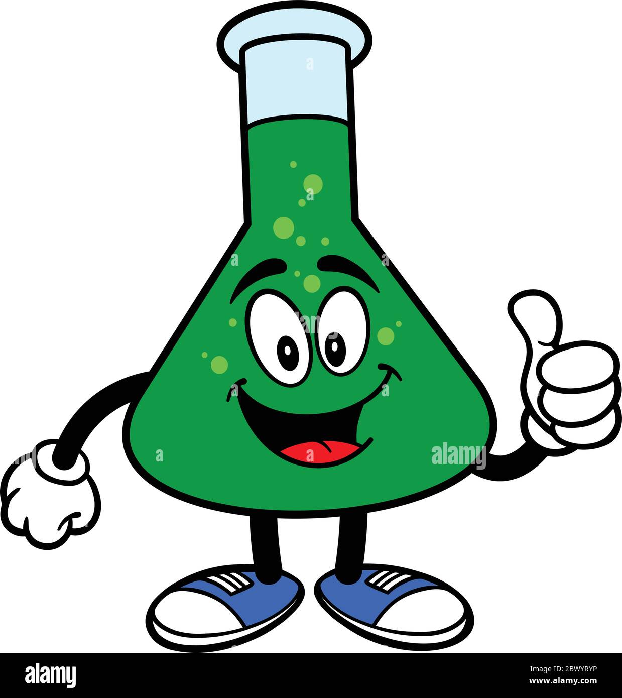 Chemistry Flask Mascot with Thumbs Up - A cartoon illustration of a ...