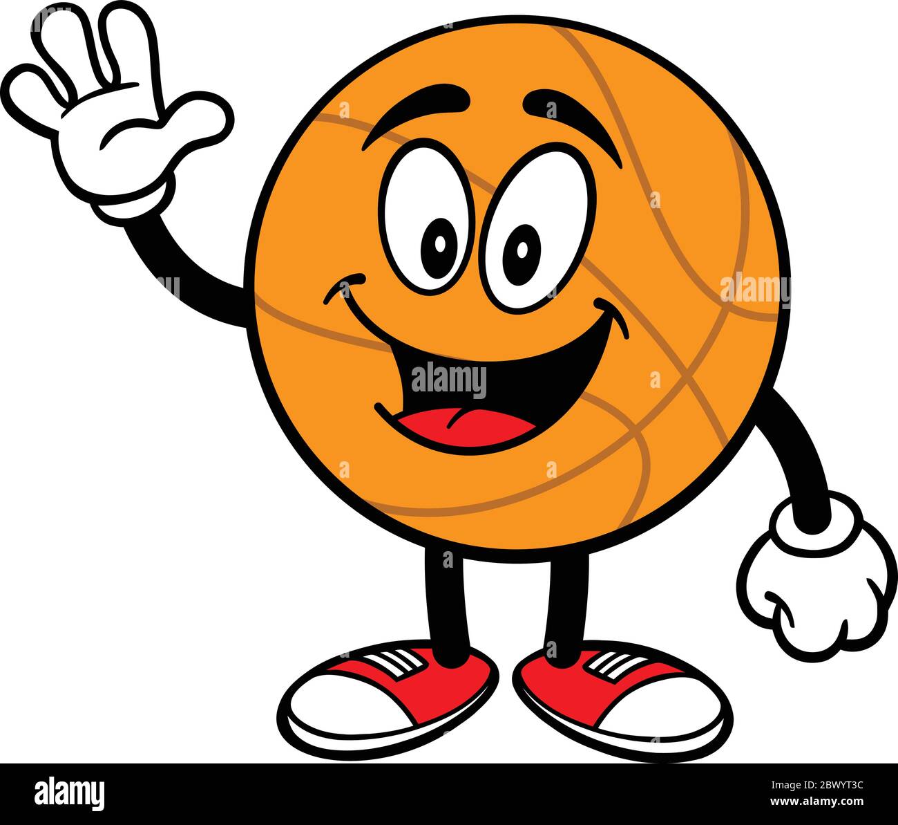 Cartoon Basketball Waving- A Cartoon Illustration of a Basketball ...