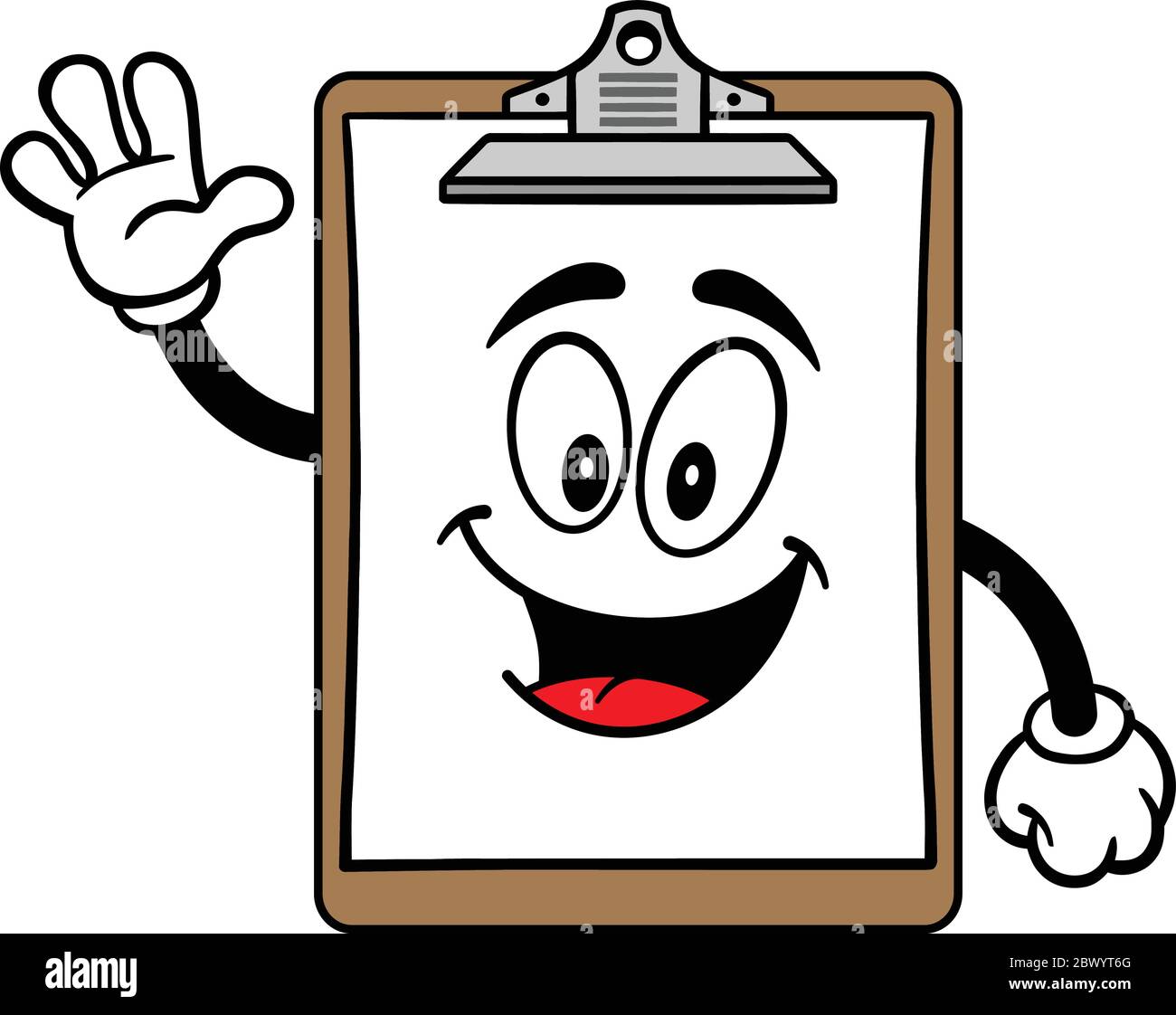 Clipboard Mascot Waving- A Cartoon Illustration of a Clipboard Mascot ...