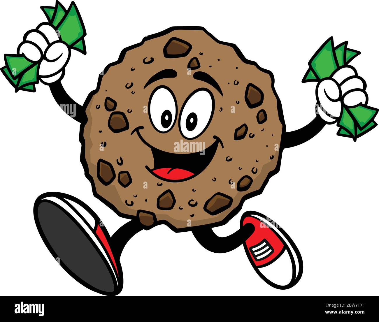 Chocolate Chip Cookie Mascot Running with Money - A cartoon ...