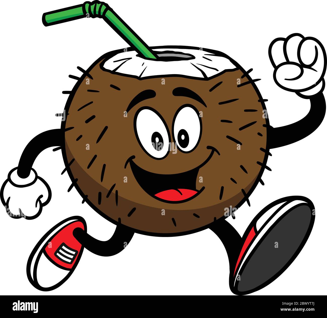 Coconut Drink Mascot Running - A cartoon illustration of a Coconut ...