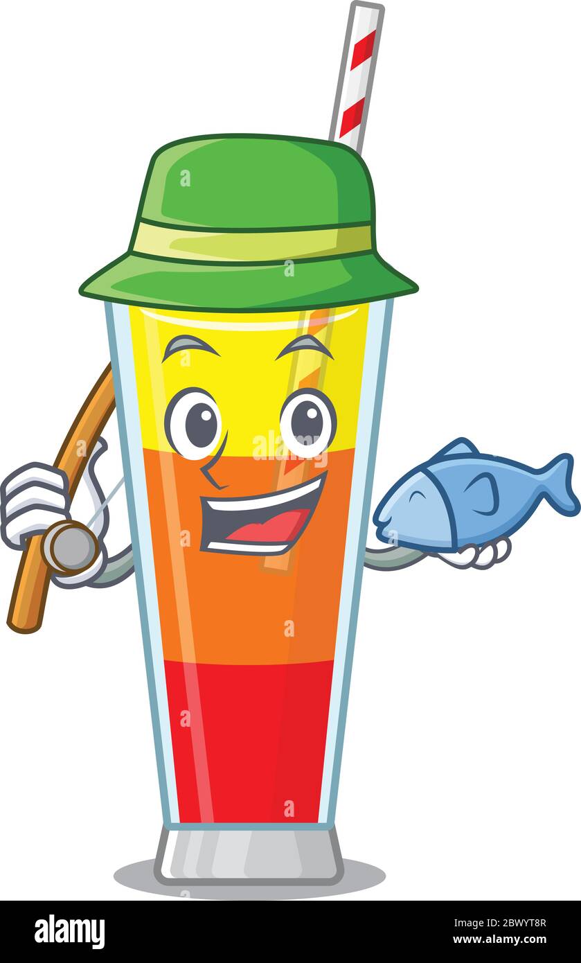 Cartoon design style of tequila sunrise cocktail goes to fishing Stock ...