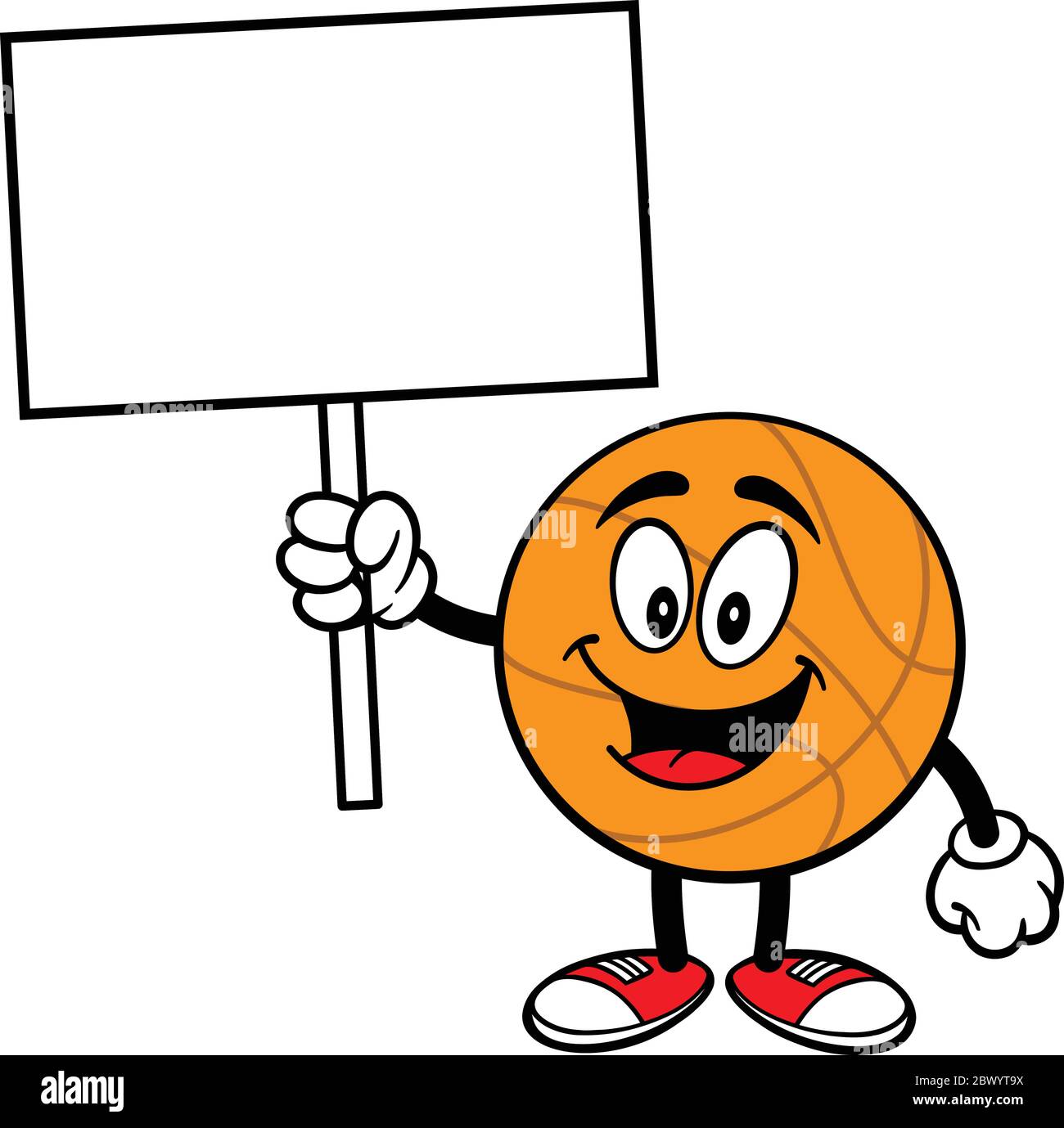 Cartoon Basketball with Sign- A Cartoon Illustration of a Basketball ...