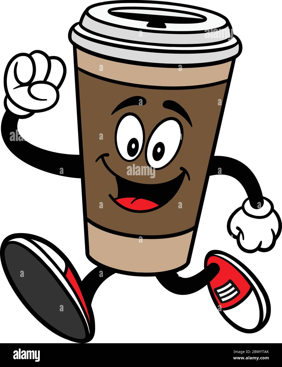Coffee Mascot Running - A cartoon illustration of a Coffee Mascot ...