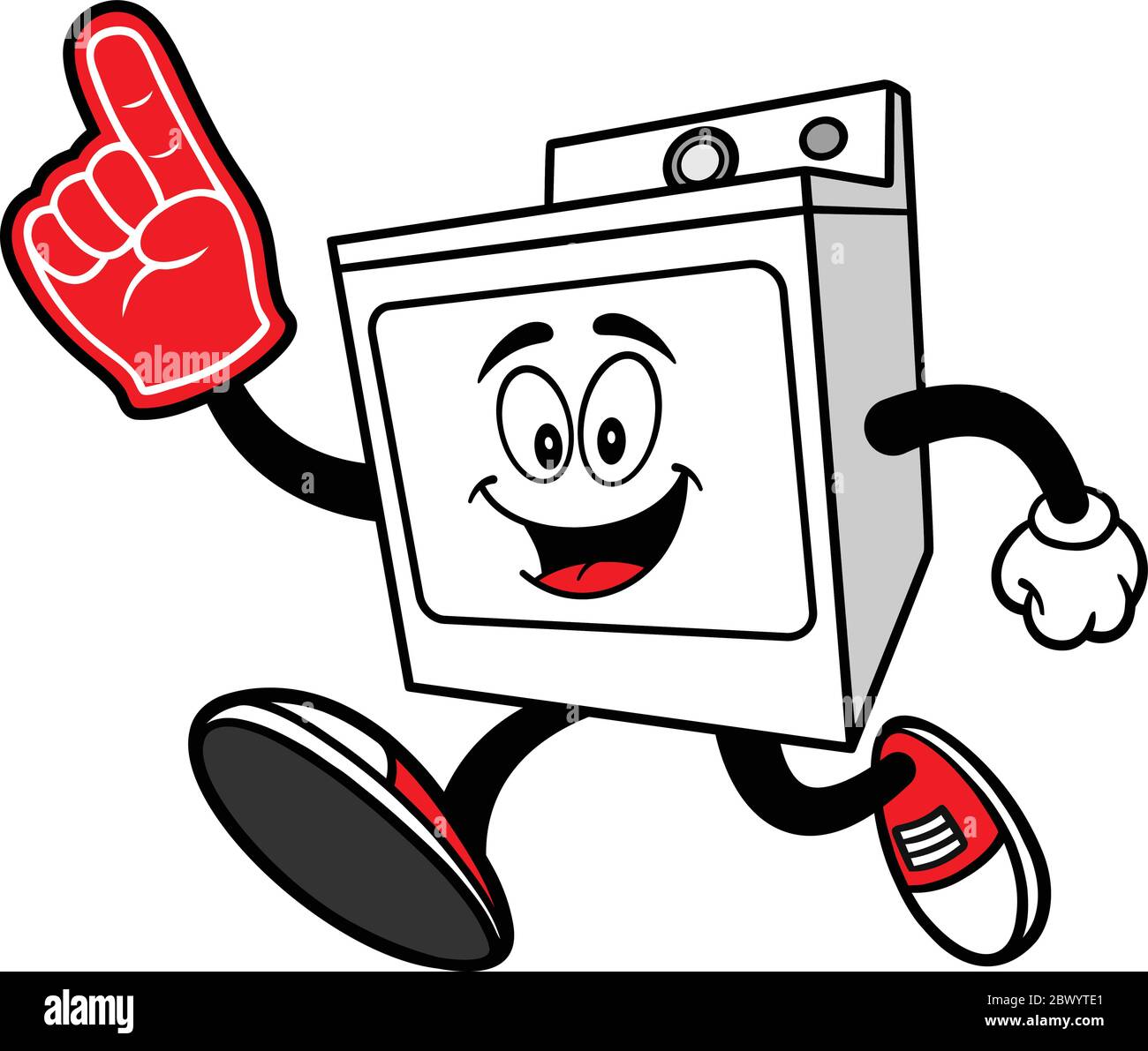 Clothes Dryer Mascot Running with Foam Finger - A cartoon illustration ...