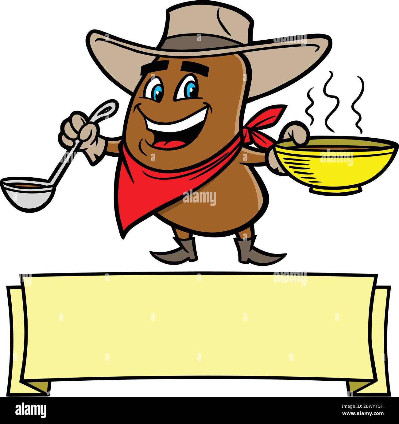 Chili Bean Cowboy- A Cartoon Illustration of a Chili Bean Cowboy Stock ...