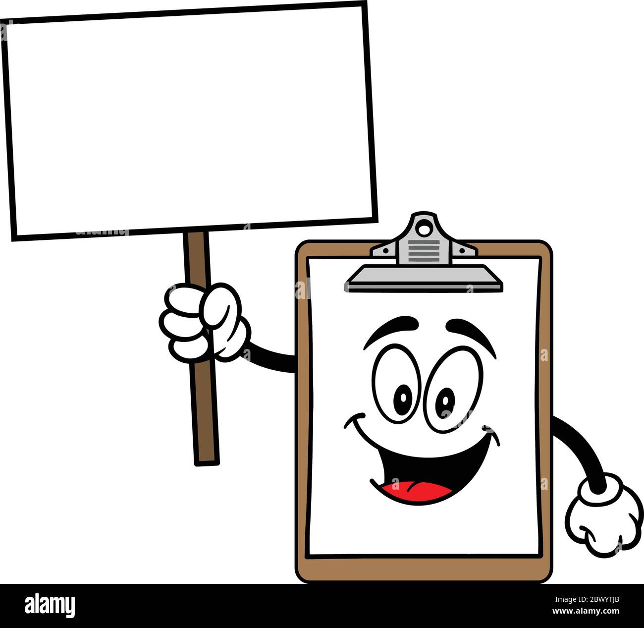 Clipboard Mascot with Sign- A Cartoon Illustration of a Clipboard ...