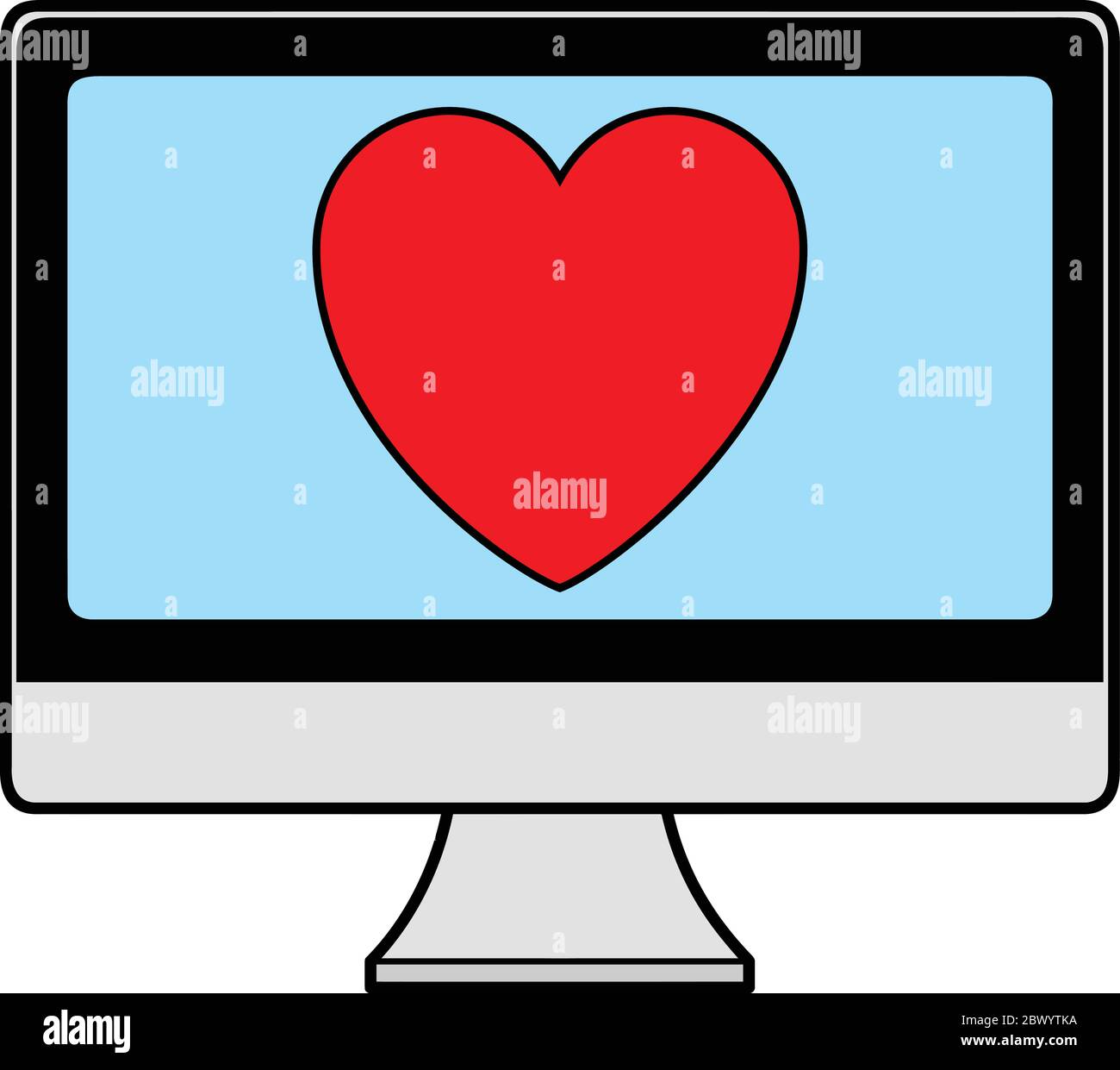 Computer with Heart- An Illustration of a Computer with a Heart Stock ...