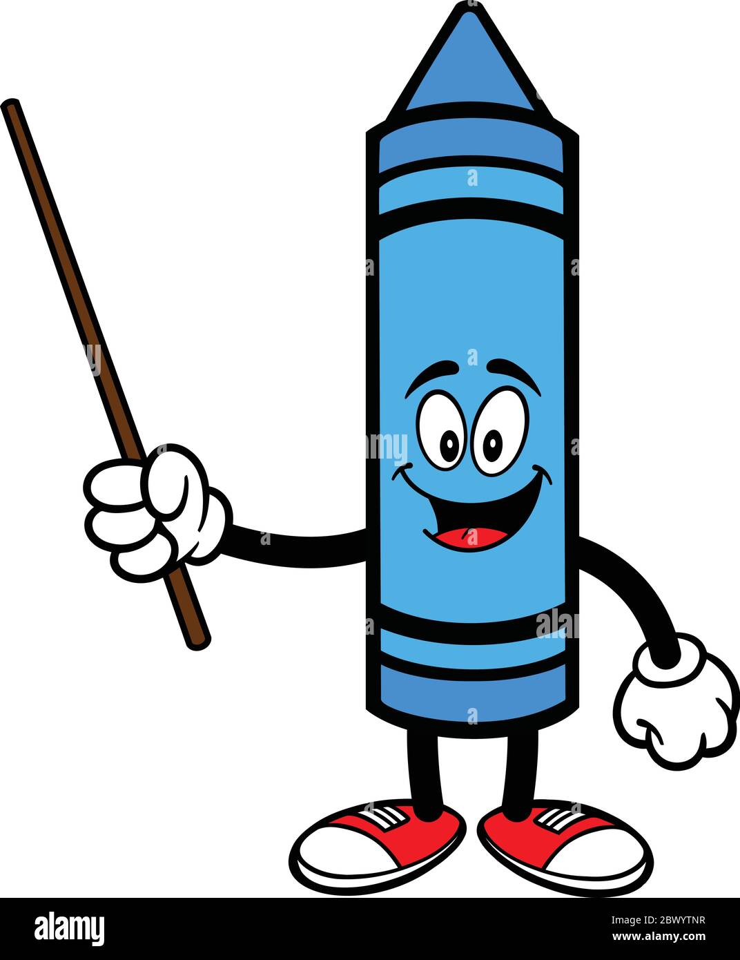 Crayon Mascot with Pointer Stick - A cartoon illustration of a Crayon ...