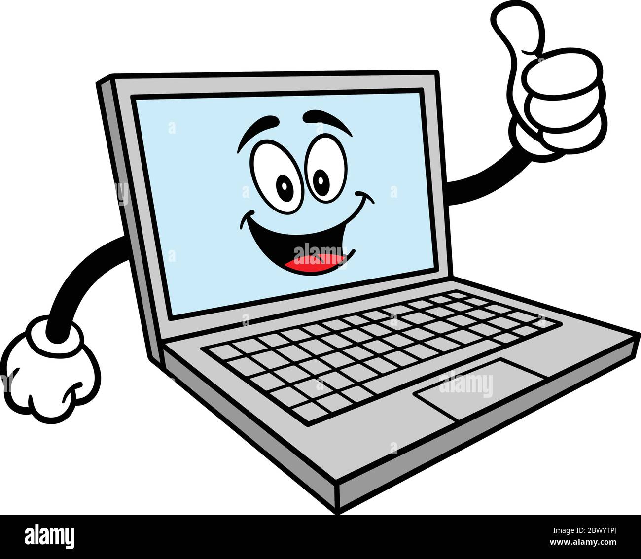 Computer Mascot with Thumbs Up- A Cartoon Illustration of a Computer ...