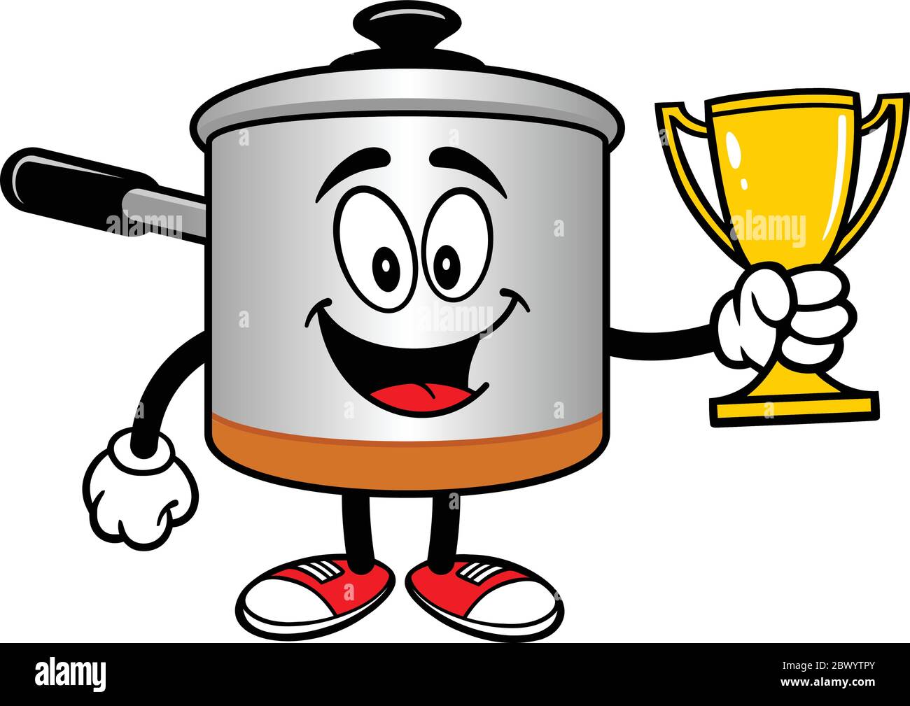 Cooking Pot Mascot with Trophy - A cartoon illustration of a Cooking ...