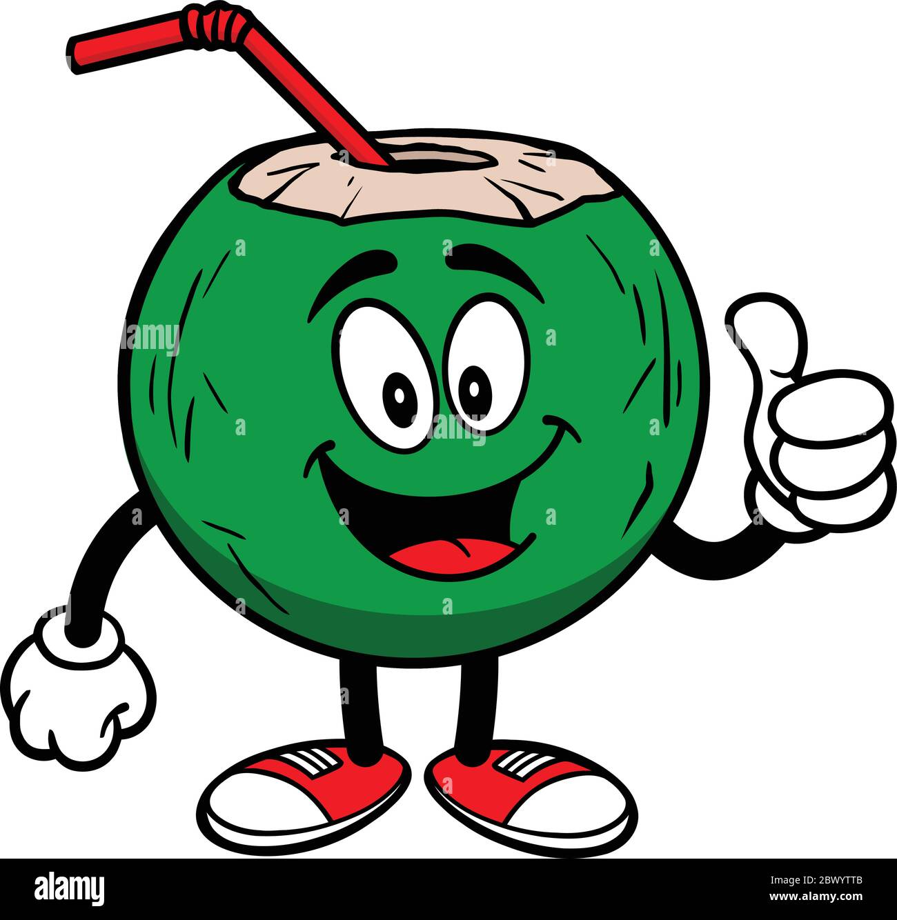 Coconut Water Mascot with Thumbs Up - A cartoon illustration of a ...