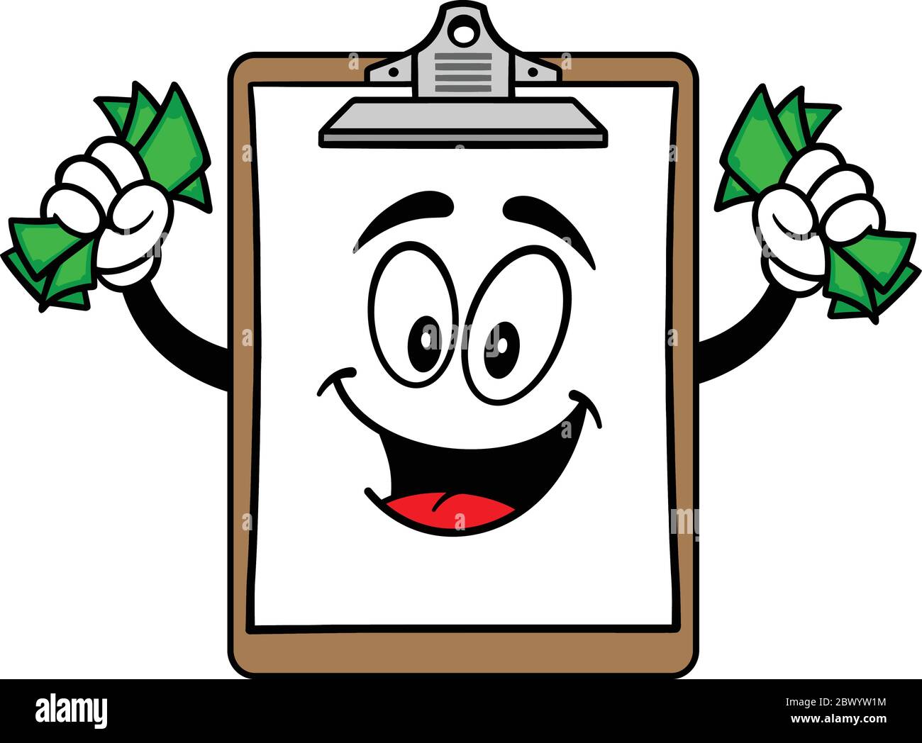 Clipboard Mascot with Money- A Cartoon Illustration of a Clipboard ...