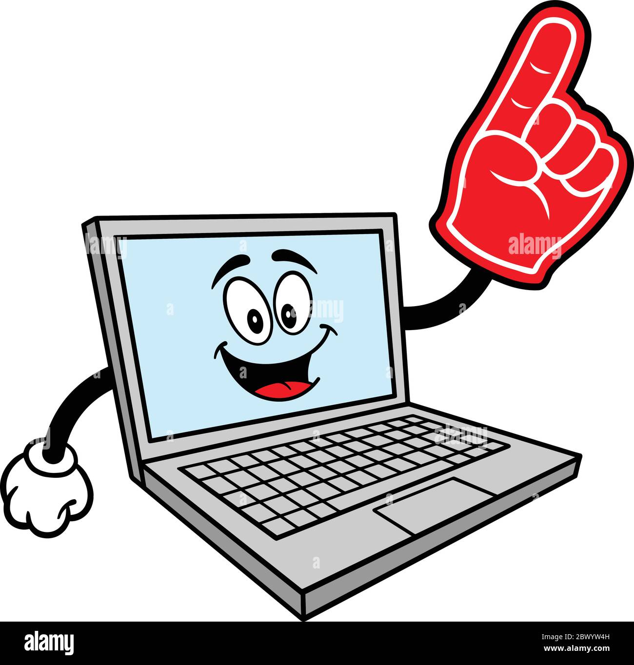 Computer Mascot with Foam Finger- A Cartoon Illustration of a Computer ...