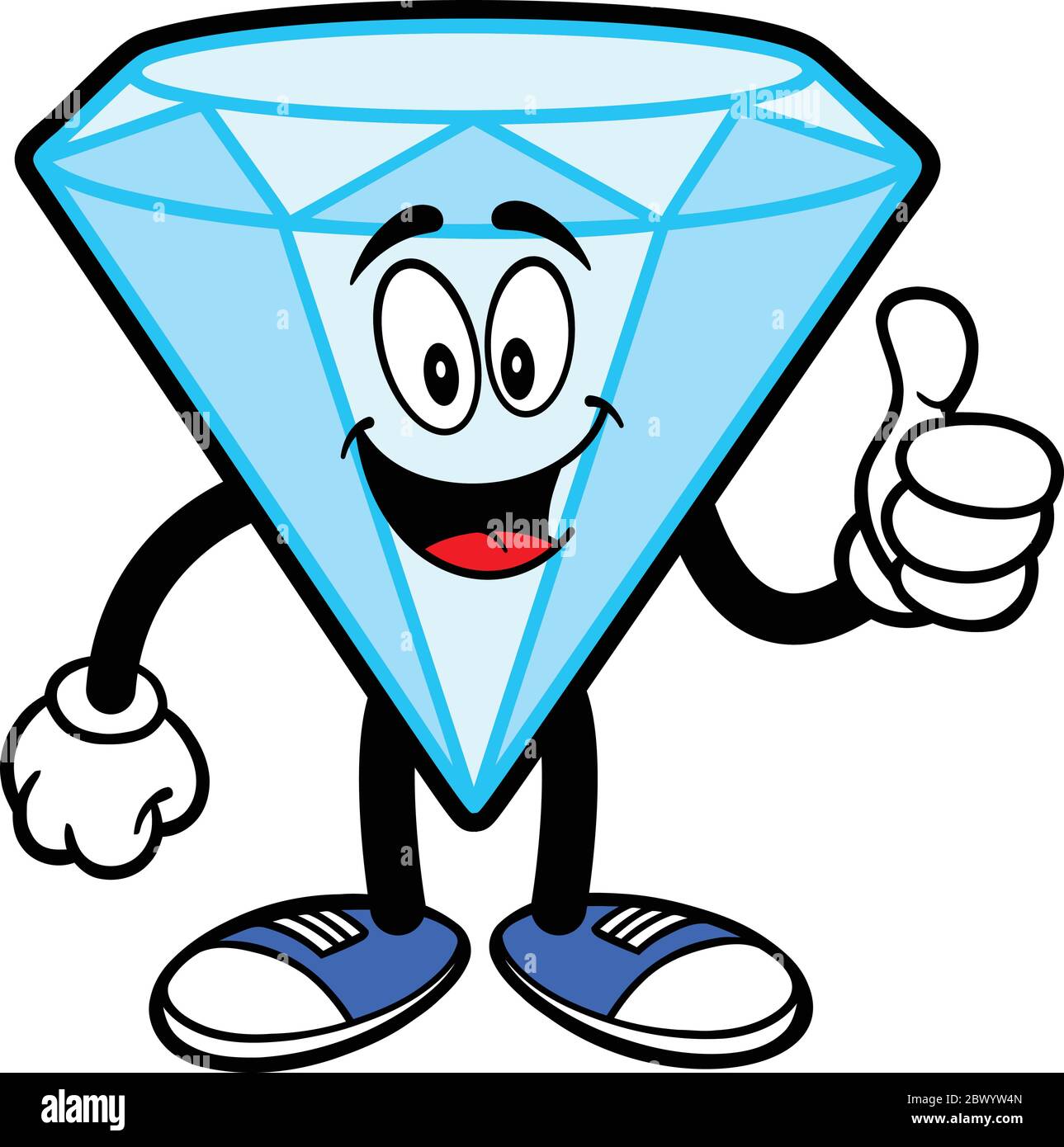 Diamond Mascot with Thumbs Up - A cartoon illustration of a Diamond ...
