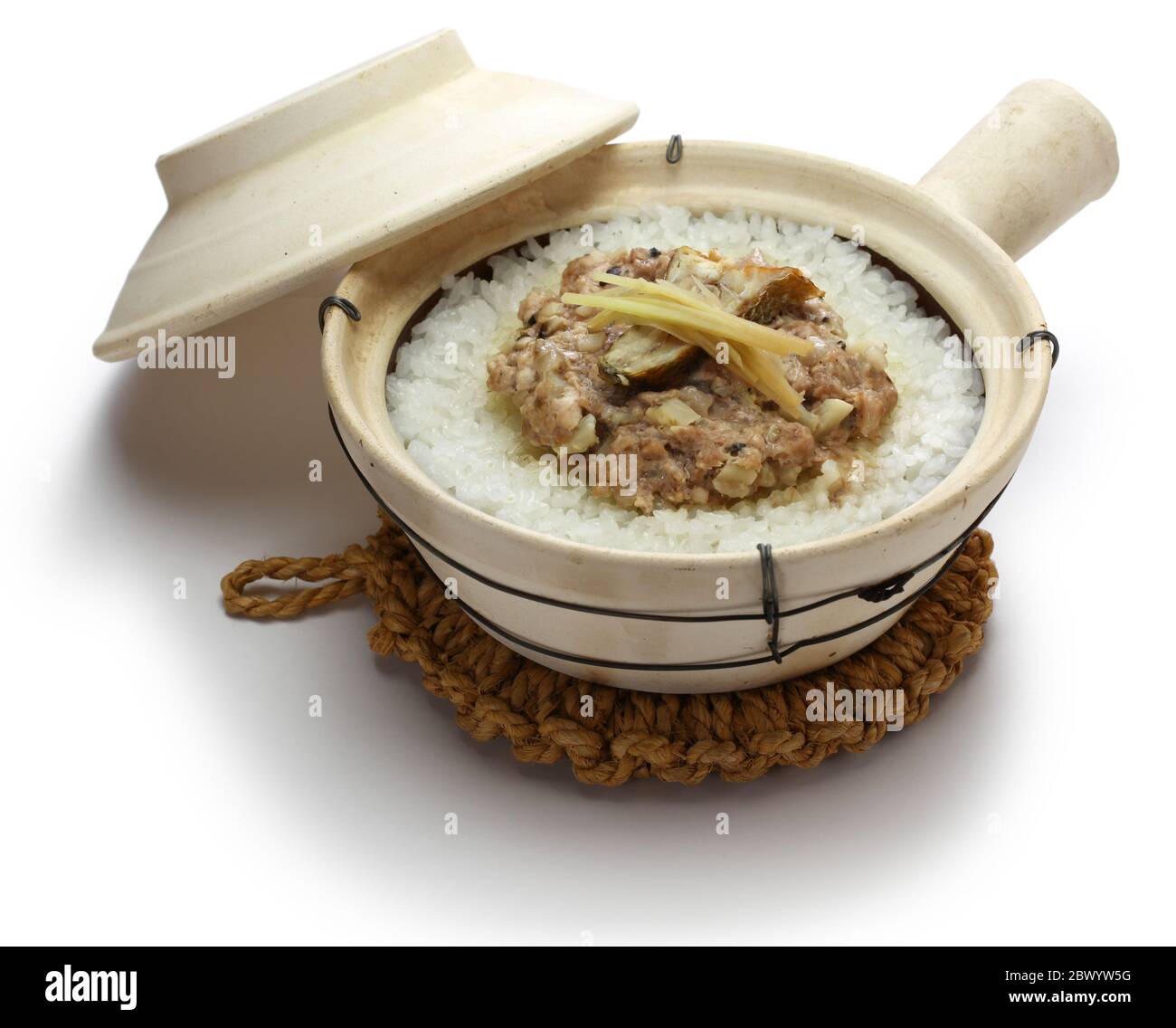 rice in clay pot, steamed minced pork with salted fish, chinese cuisine ...