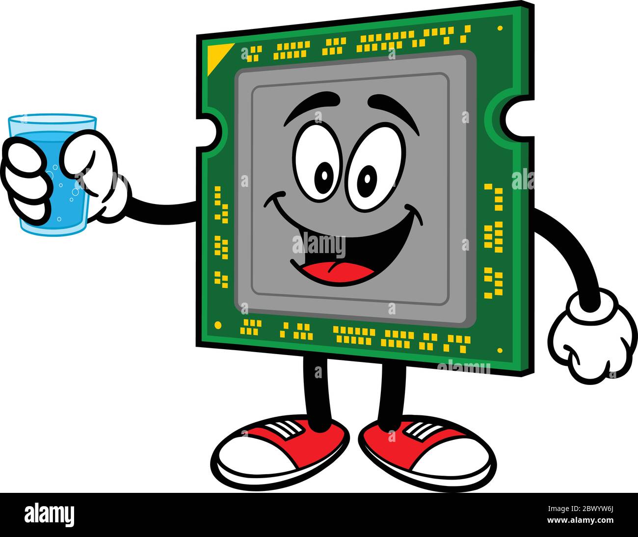 Computer Processor with Water- A Cartoon Illustration of a Computer ...