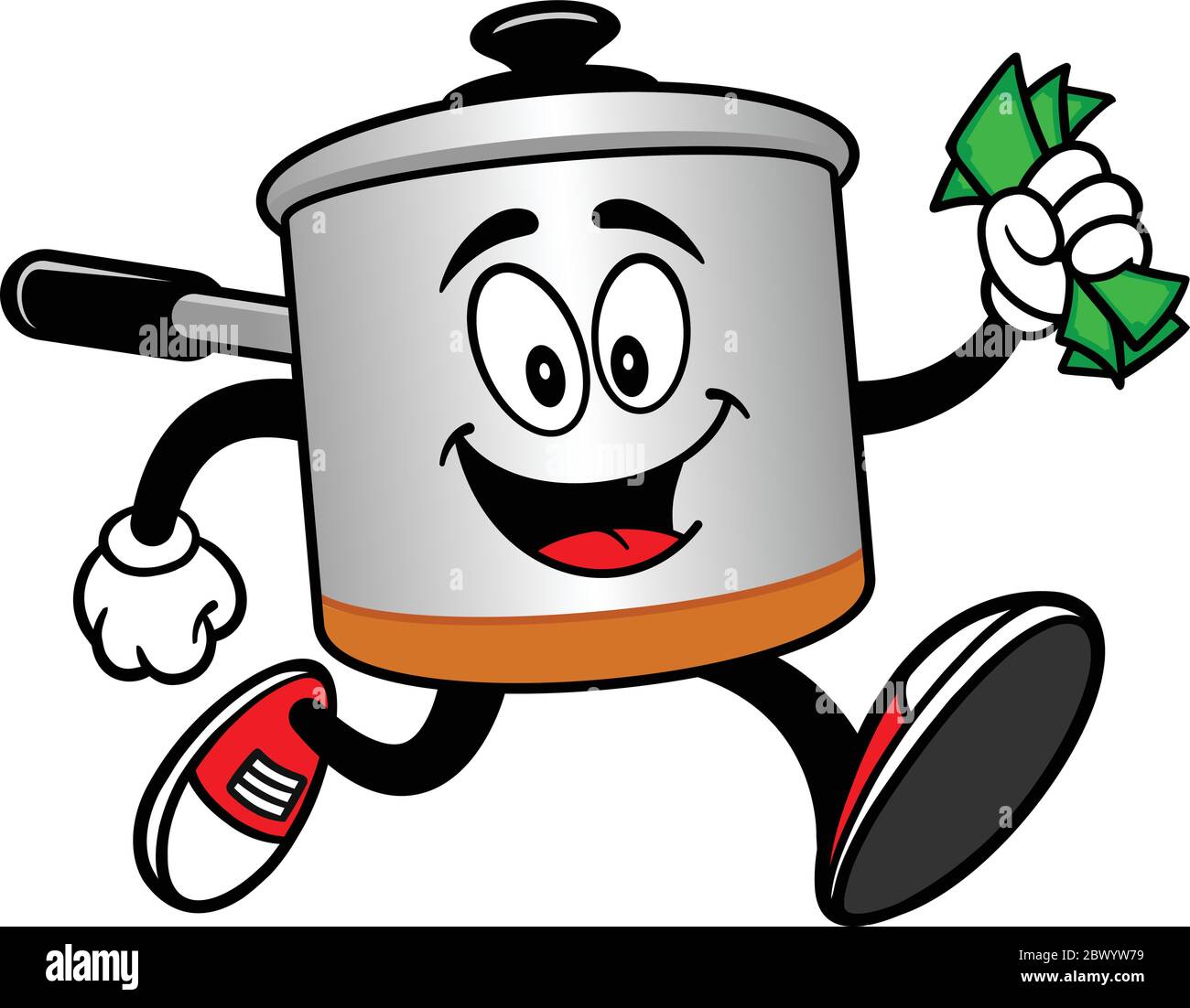 Cooking Pot with Money- A Cartoon Illustration of a Cooking Pot with ...