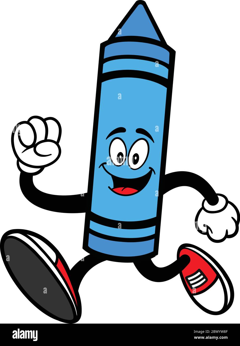 Crayon Mascot Running - A cartoon illustration of a Crayon Mascot ...