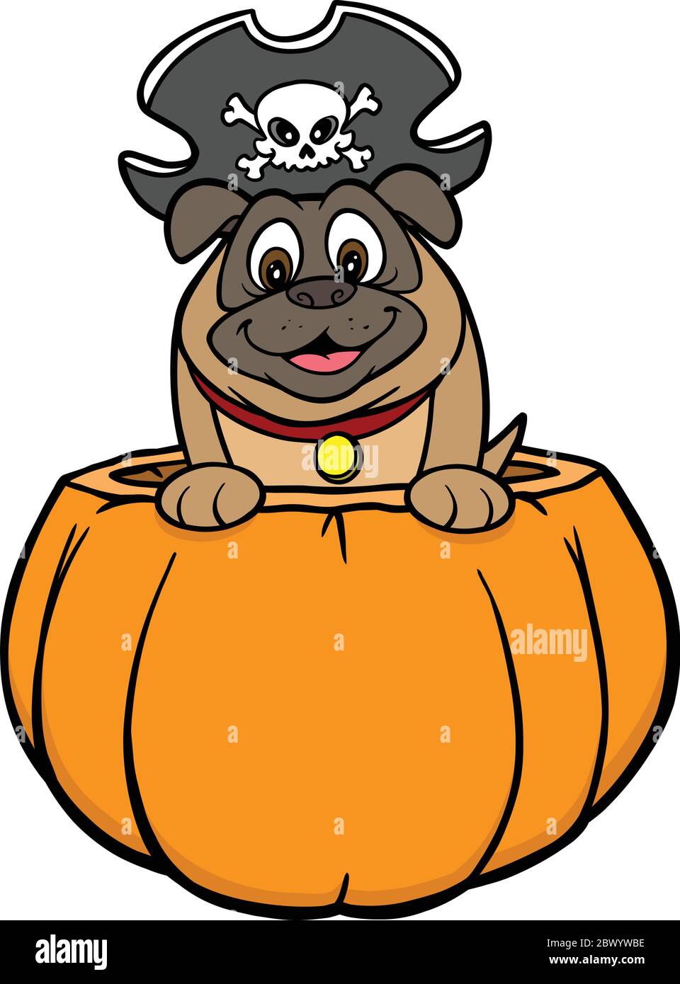 Dog in Pumpkin - A cartoon illustration of a Dog in a Pumpkin Stock ...
