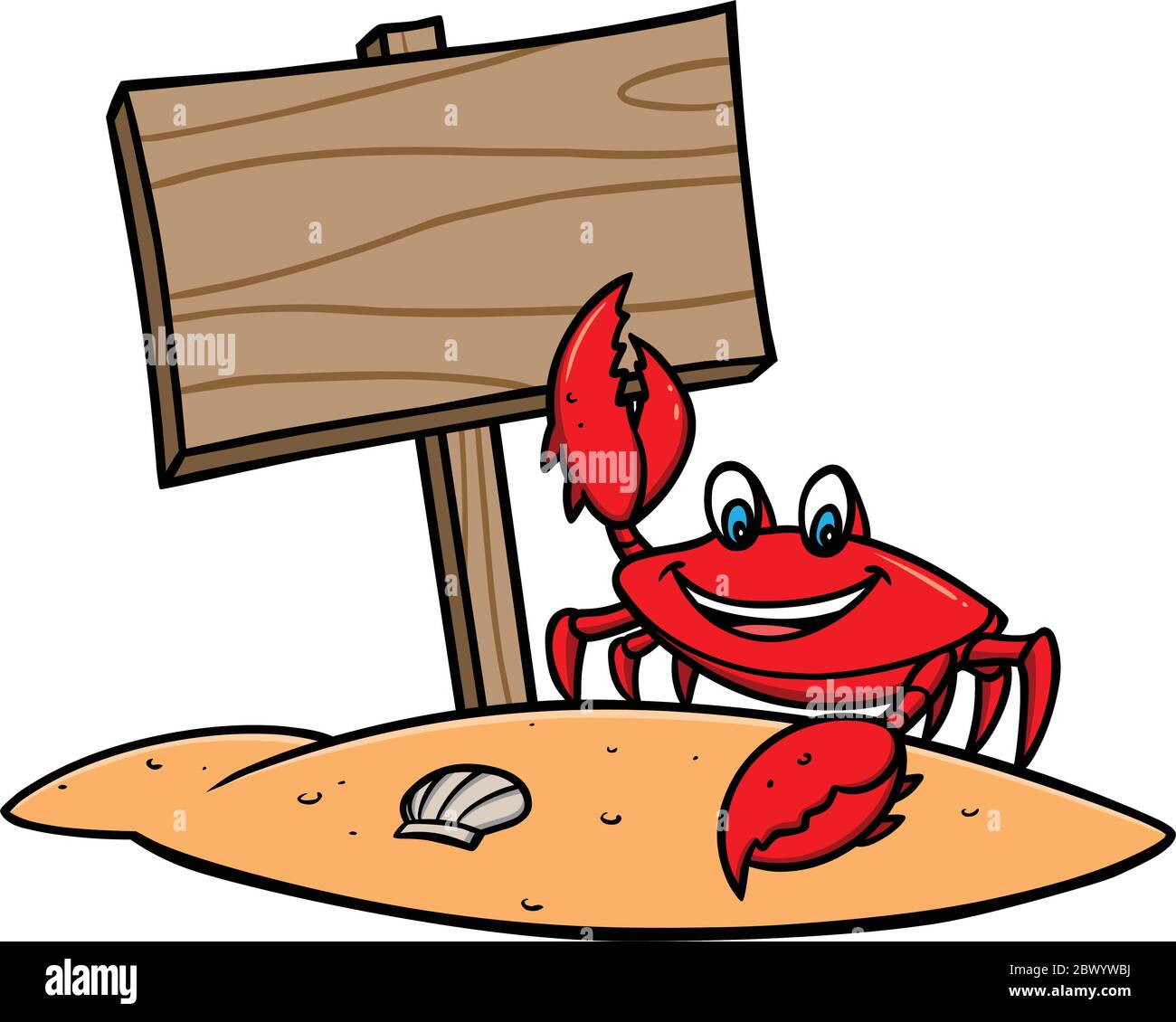 Crab Beach Sign - A cartoon illustration of a Crab Beach Sign Stock ...
