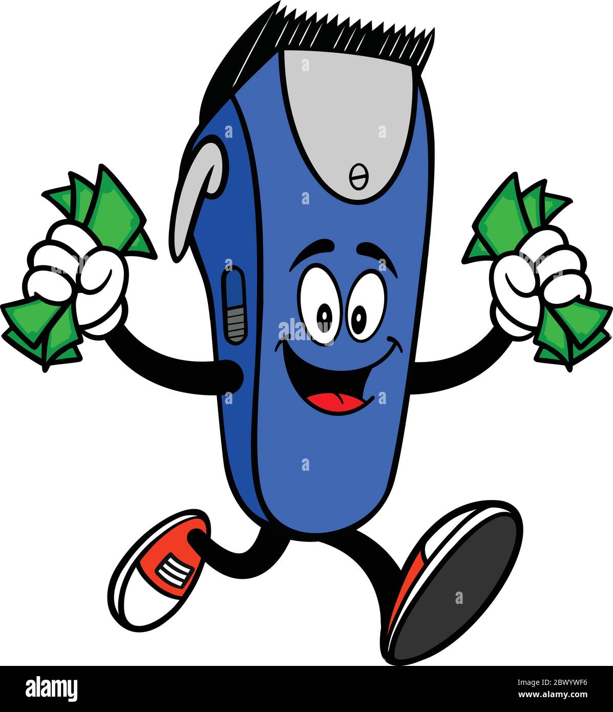 Electrical Hair Clipper Mascot Running with Money- A Cartoon ...