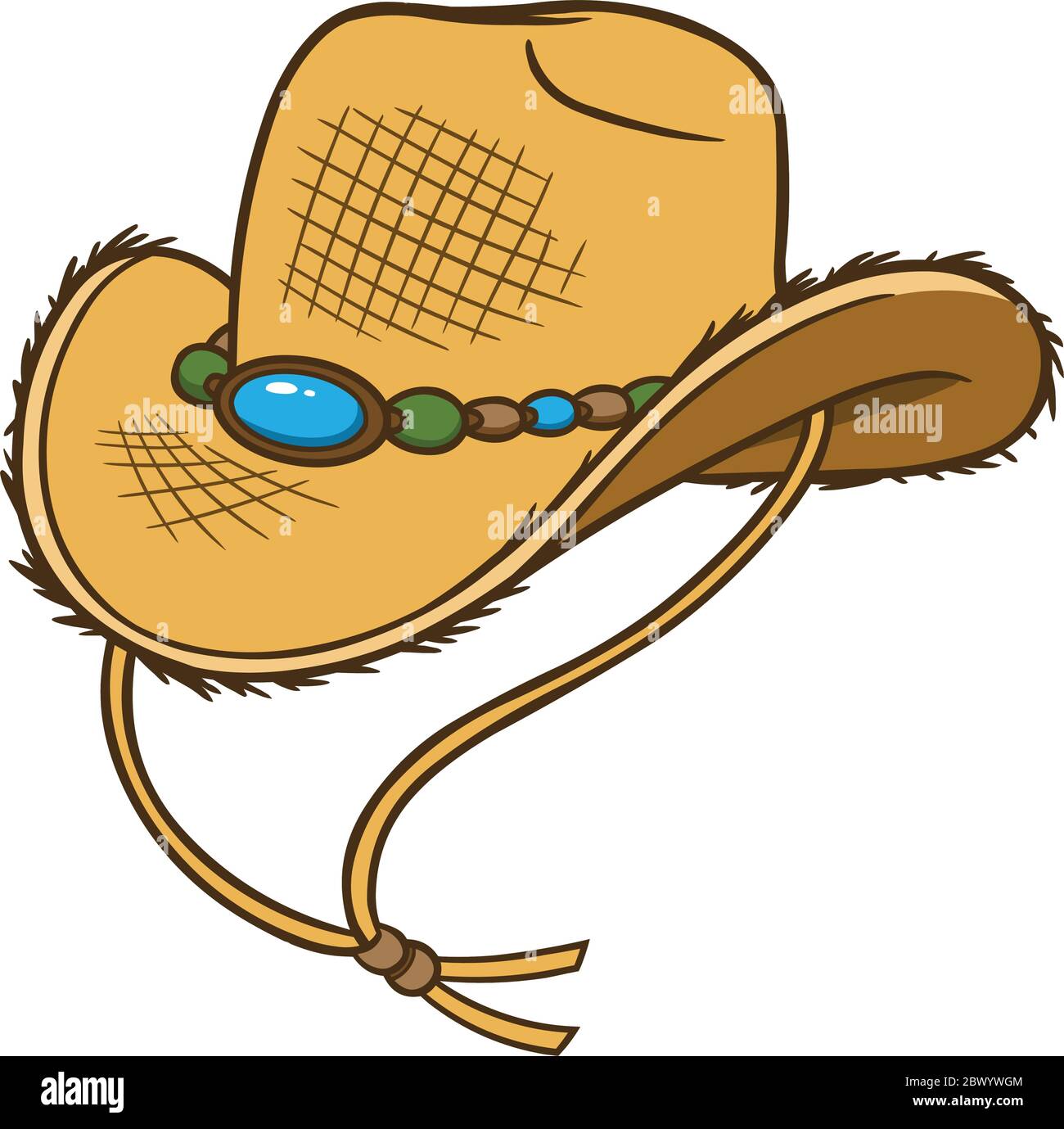 Cowboy Straw Hat- An Illustration of a Cowboy Straw Hat Stock Vector ...
