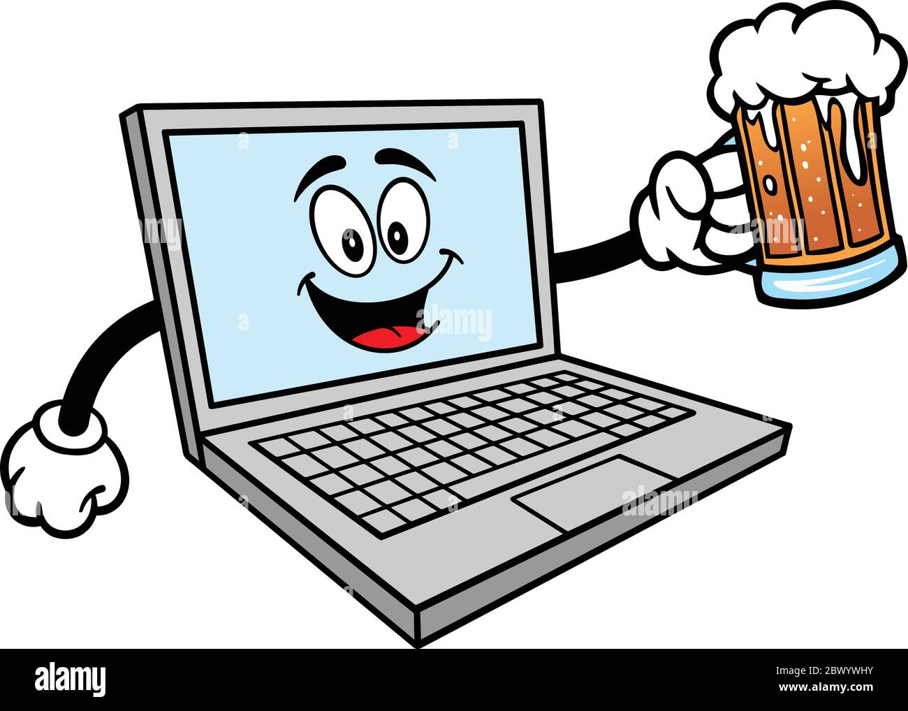 Computer Mascot with Beer- A Cartoon Illustration of a Computer Mascot ...