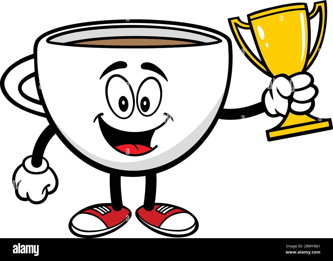 Coffee Cup Mascot with Trophy - A cartoon illustration of a Coffee Cup ...