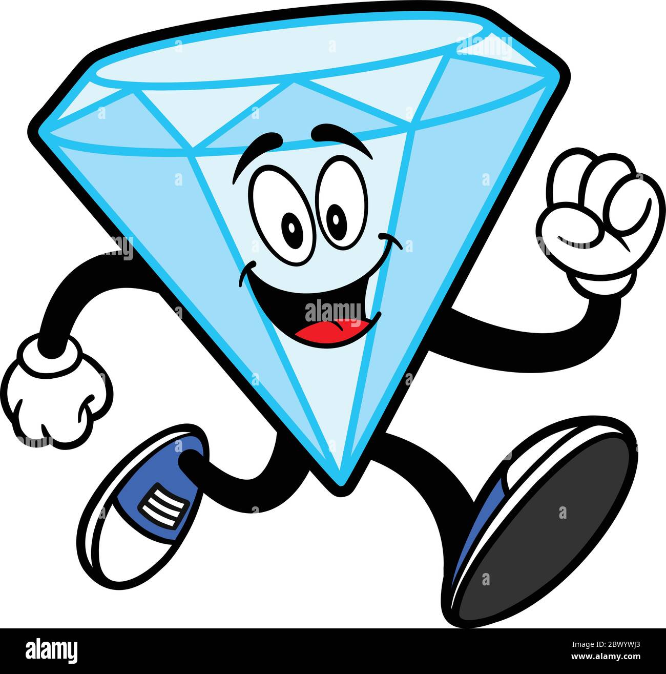 Diamond Mascot Running - A cartoon illustration of a Diamond Mascot ...