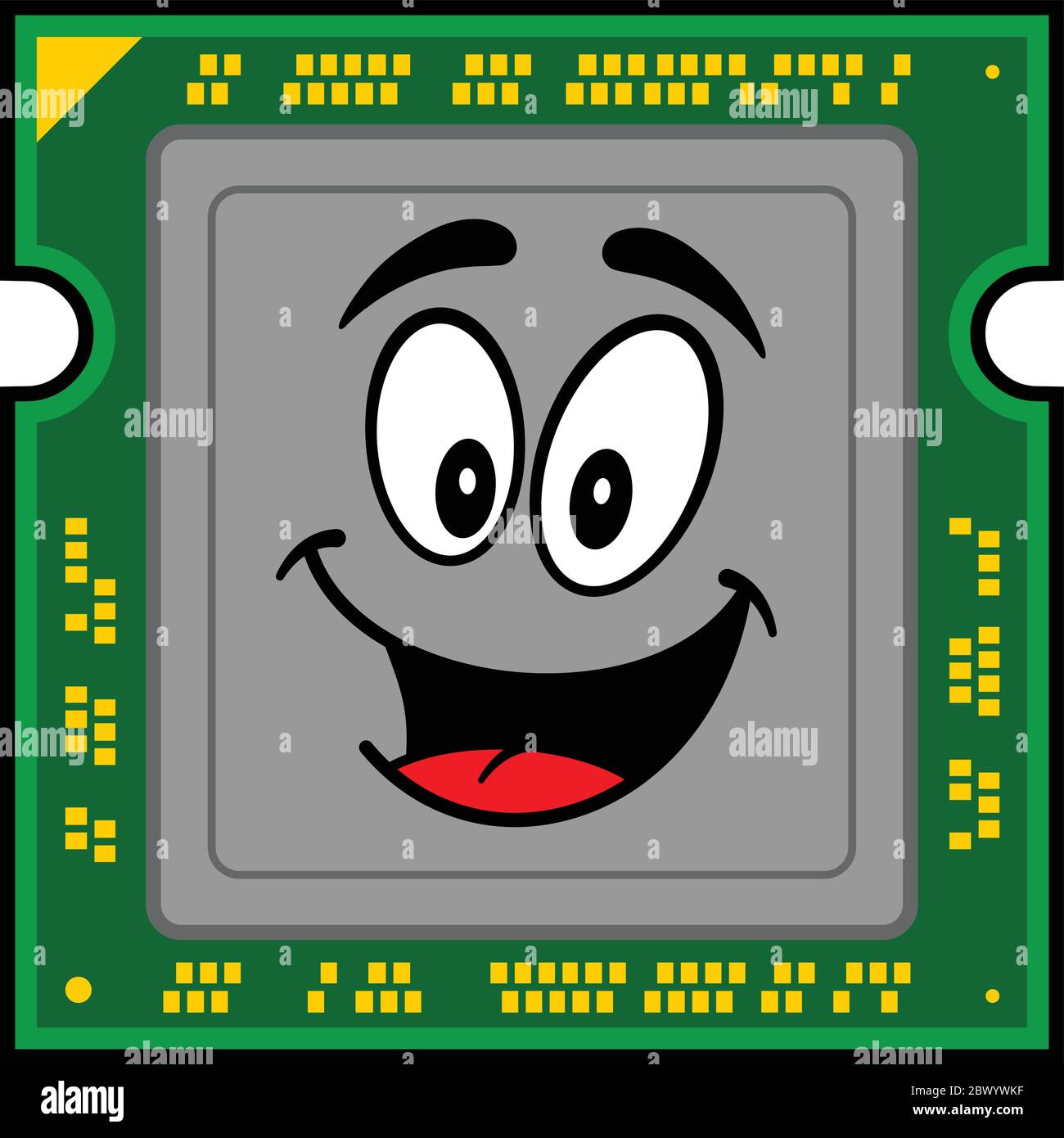 Computer Processor Mascot- A Cartoon Illustration of a Computer ...