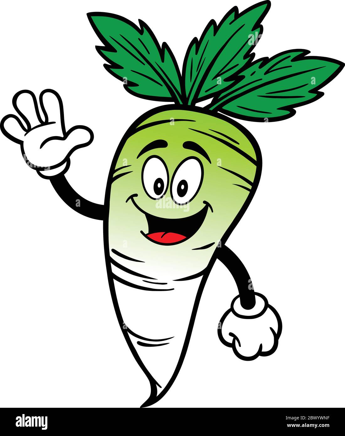 Daikon Waving- A Cartoon Illustration of a Daikon Waving Stock Vector ...